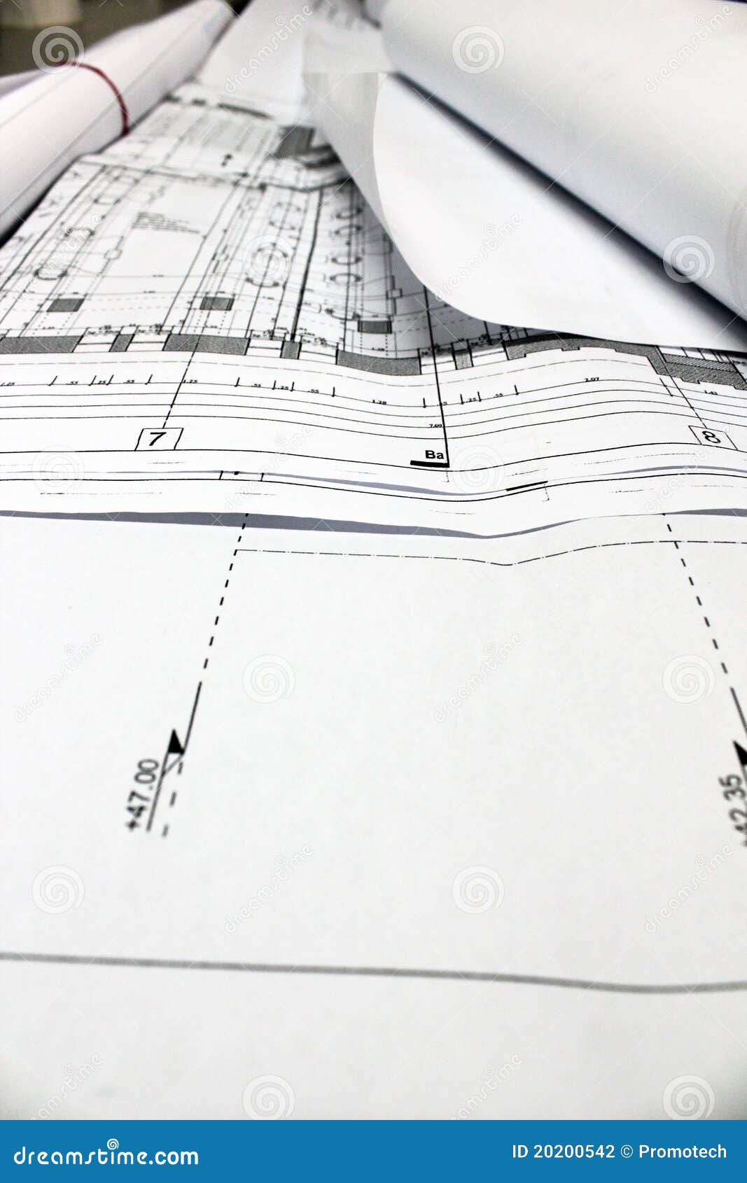 Architectural Plans on Display Stock Photo - Image of drawings, table ...