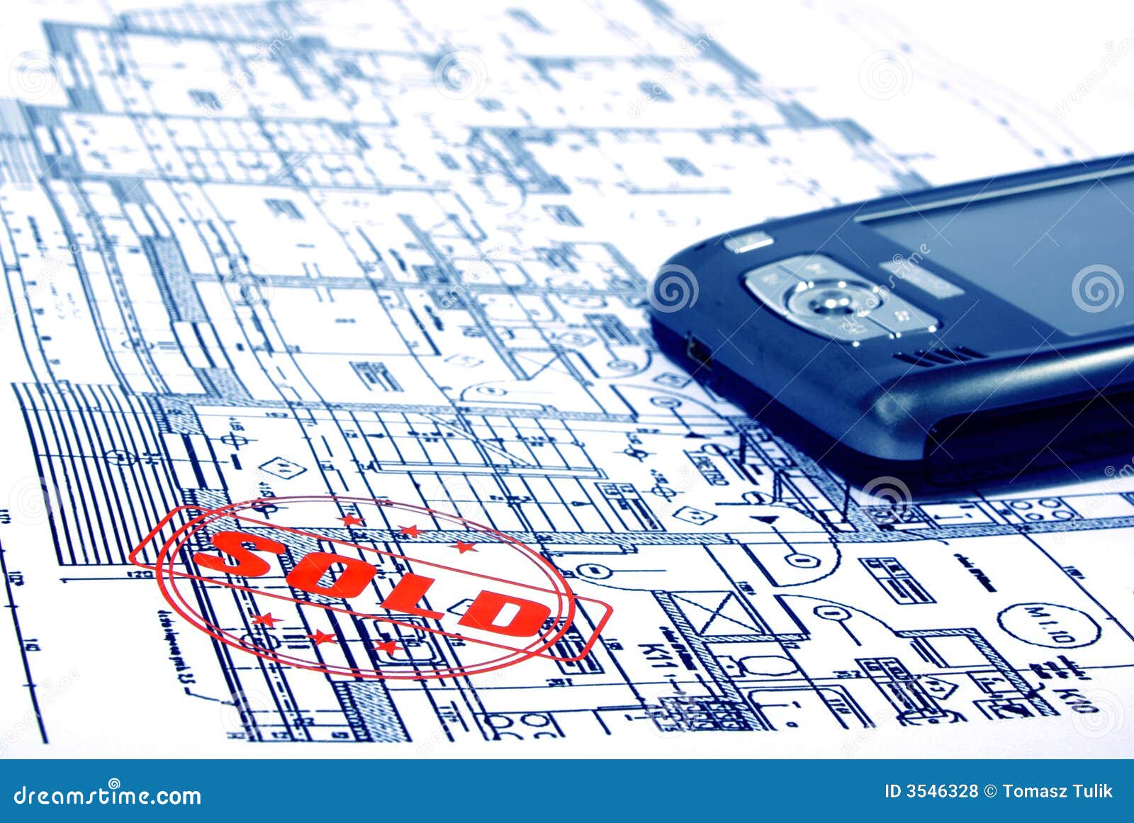 Architectural Plans with PDA Stock Photo - Image of engineer ...