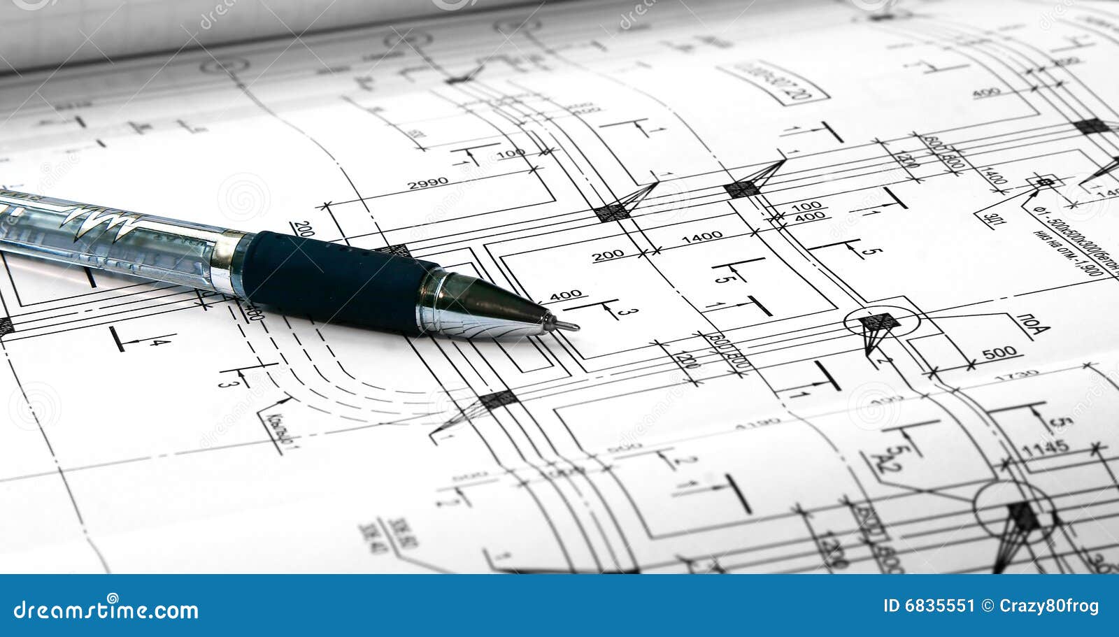 Architectural Plans and Pen Stock Image - Image of builder, home: 6835551