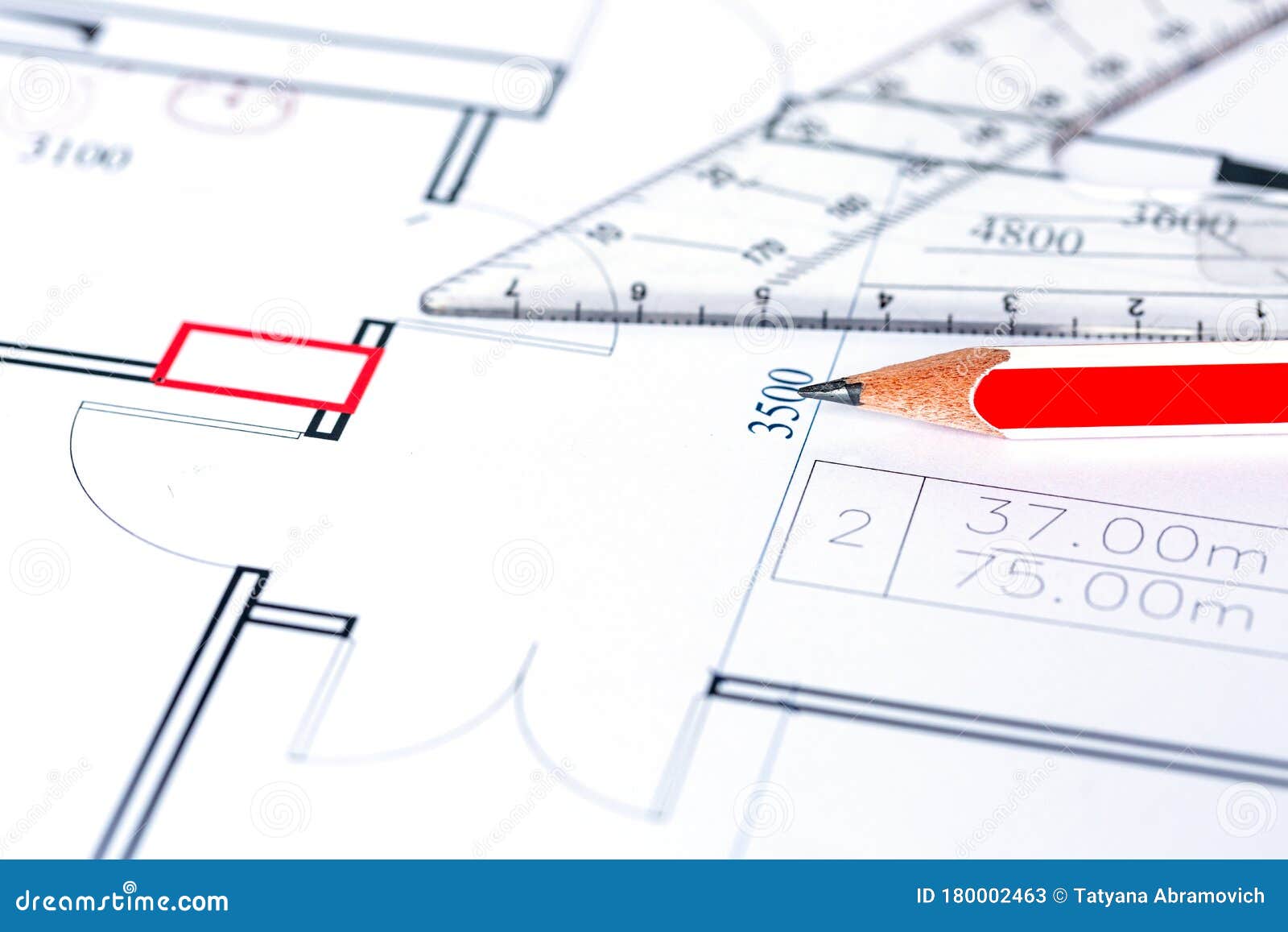 Architectural Plans, Pencils and Ruler Stock Image - Image of pencil ...
