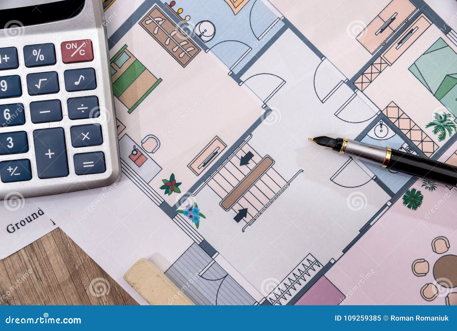 Architectural Plans for the Project Drawing with Pencil, Stock Image ...