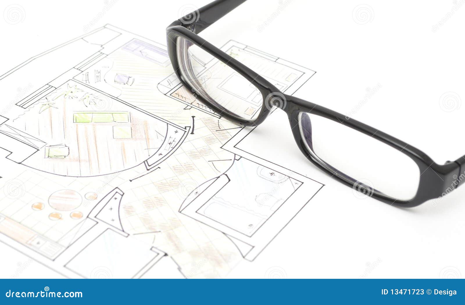 Architectural Plans and Sunglasses Stock Image - Image of concept, home ...