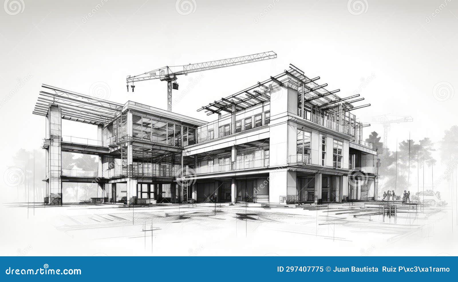 Architectural Project Background. Floor Plan with Construction Sketch ...