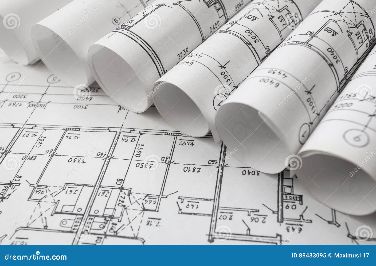 Architectural Project, Blueprints, Blueprin Stock Image - Image of ...