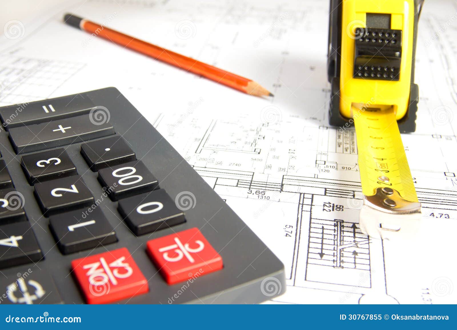 Architectural Project and Calculator Stock Image - Image of concepts ...