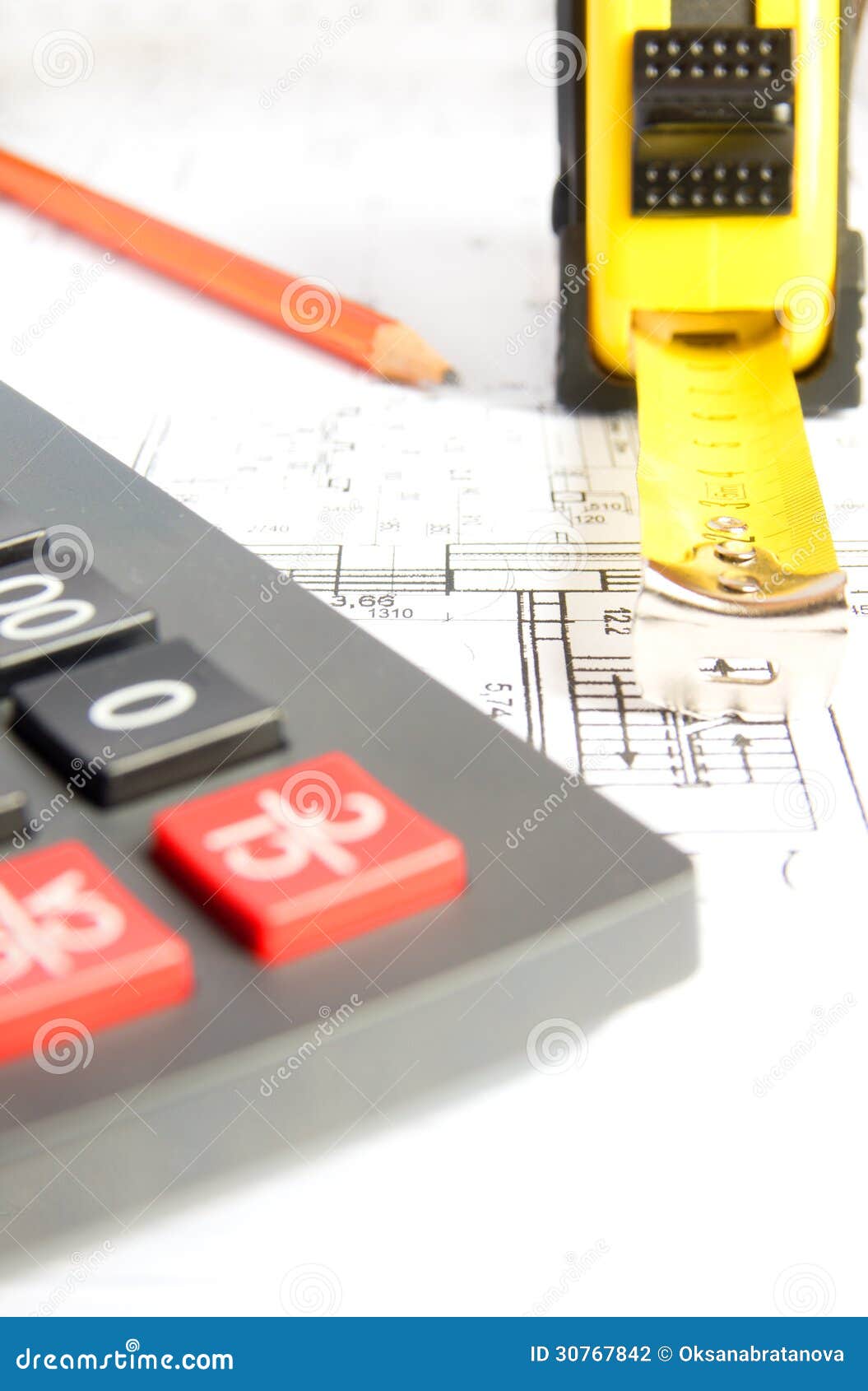 Architectural Project and Calculator Stock Photo - Image of instrument ...