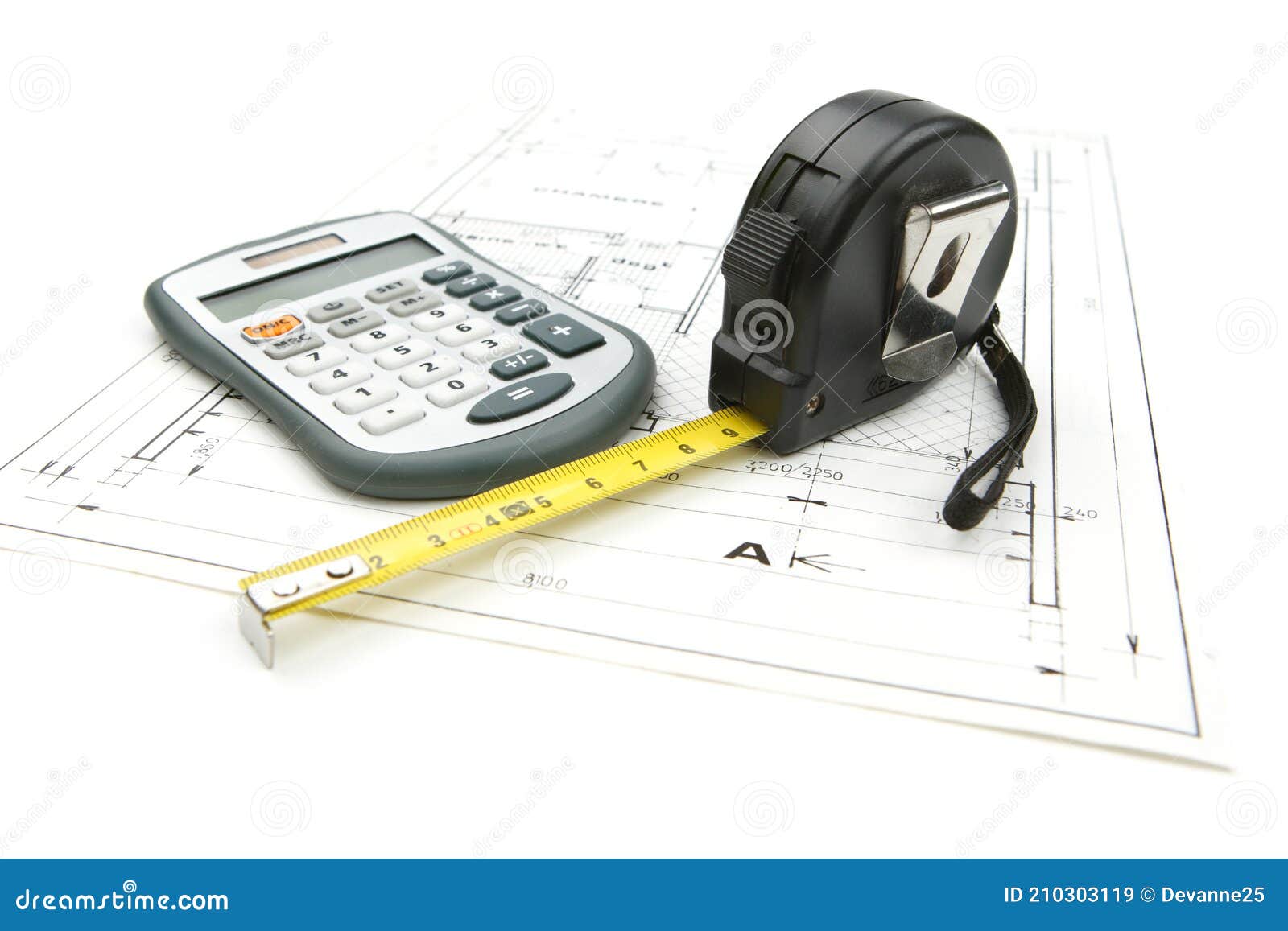 Architectural Project Concept with Tape Measure and Calculator on ...