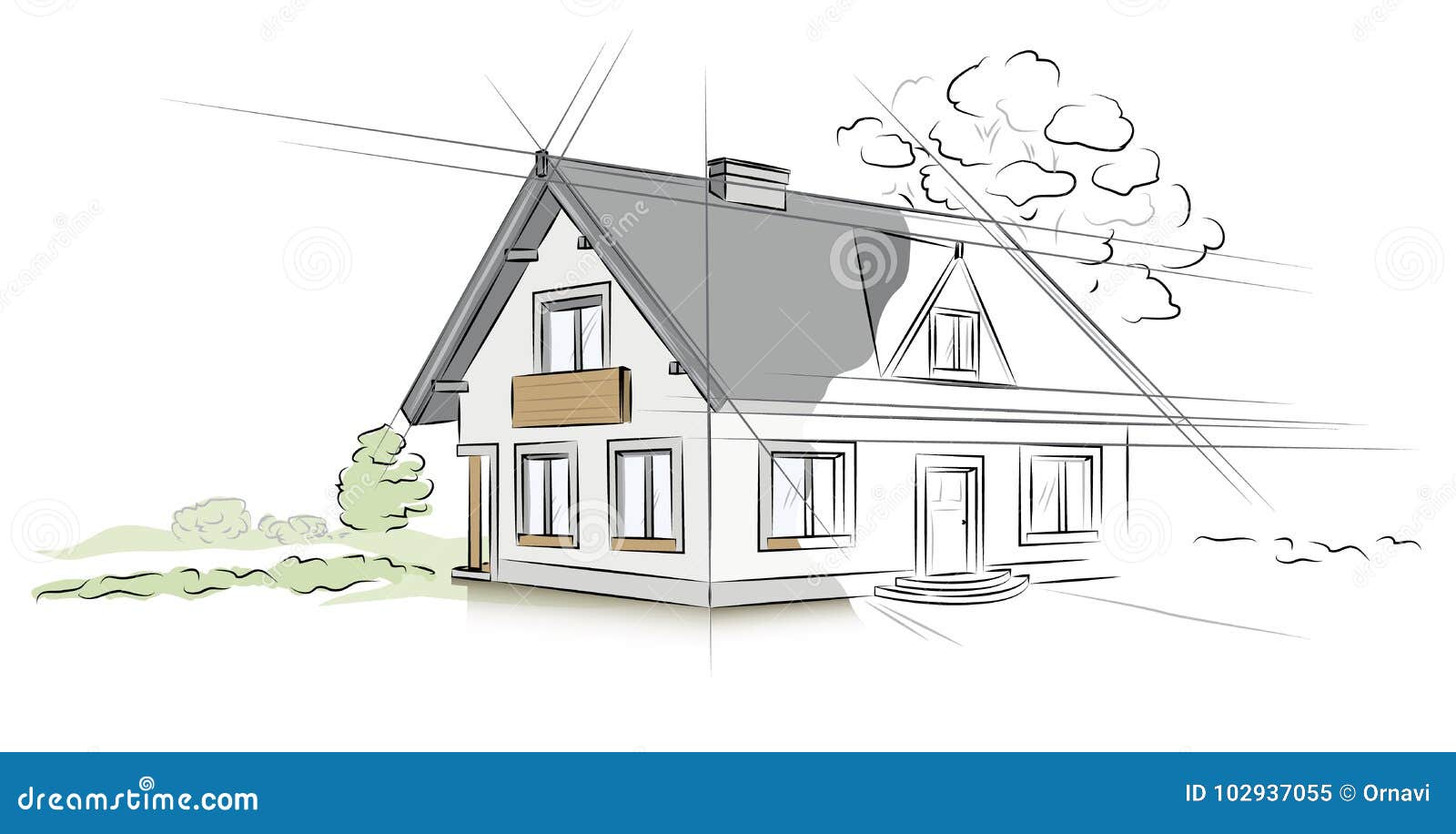 Architectural Project Detached House Stock Vector - Illustration of ...