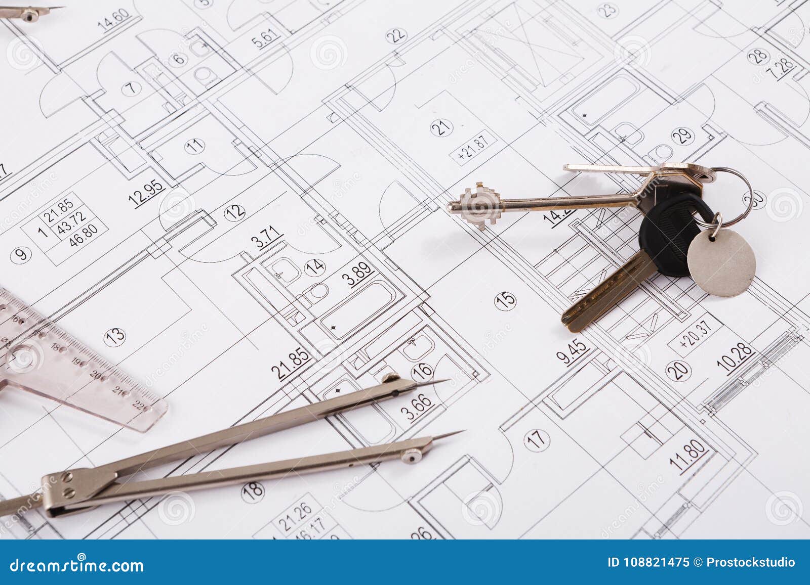 Architectural Project, Engineering Tools on Table. Stock Image - Image ...