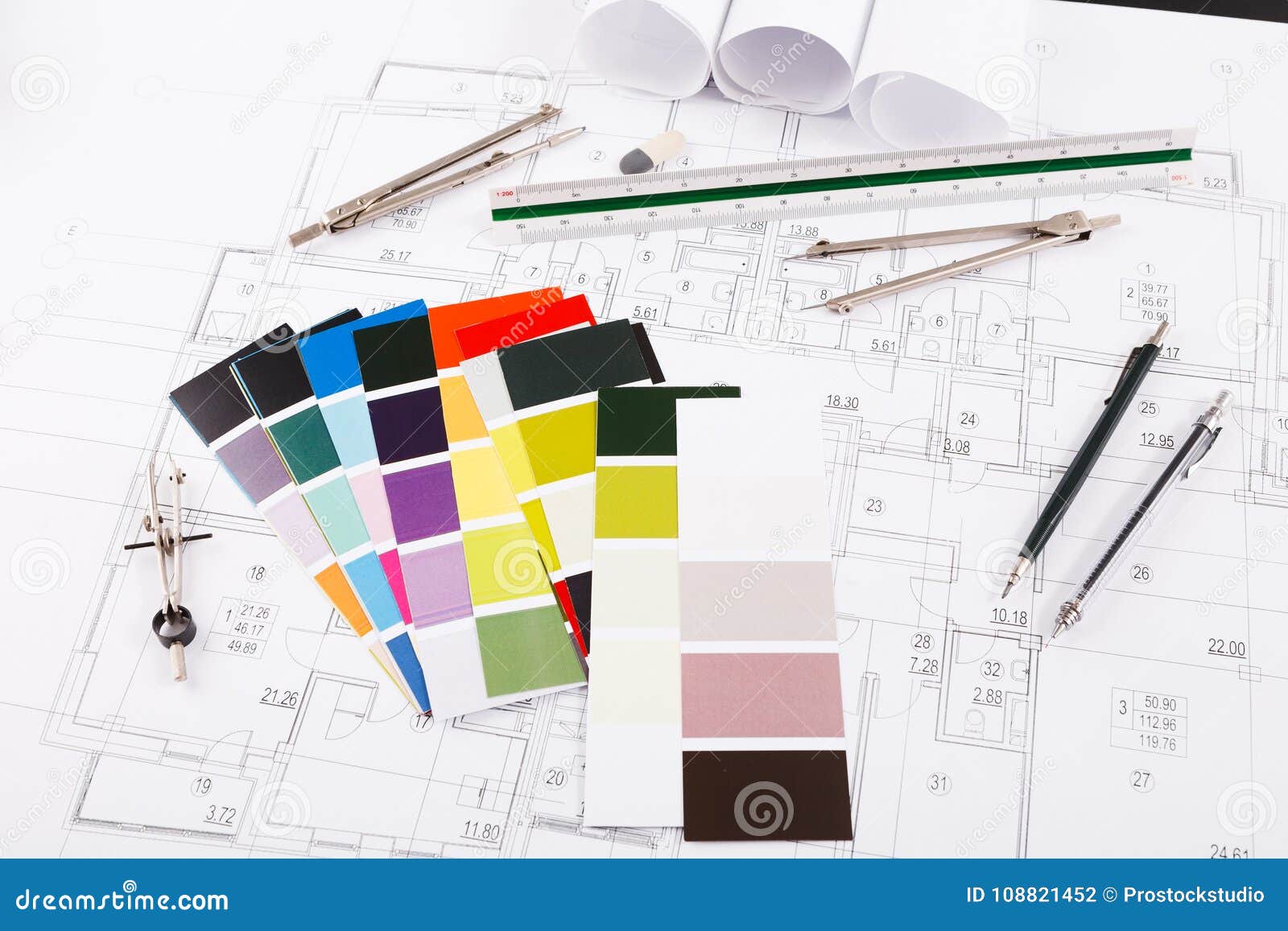 Architectural Project, Engineering Tools on Table. Stock Photo - Image ...