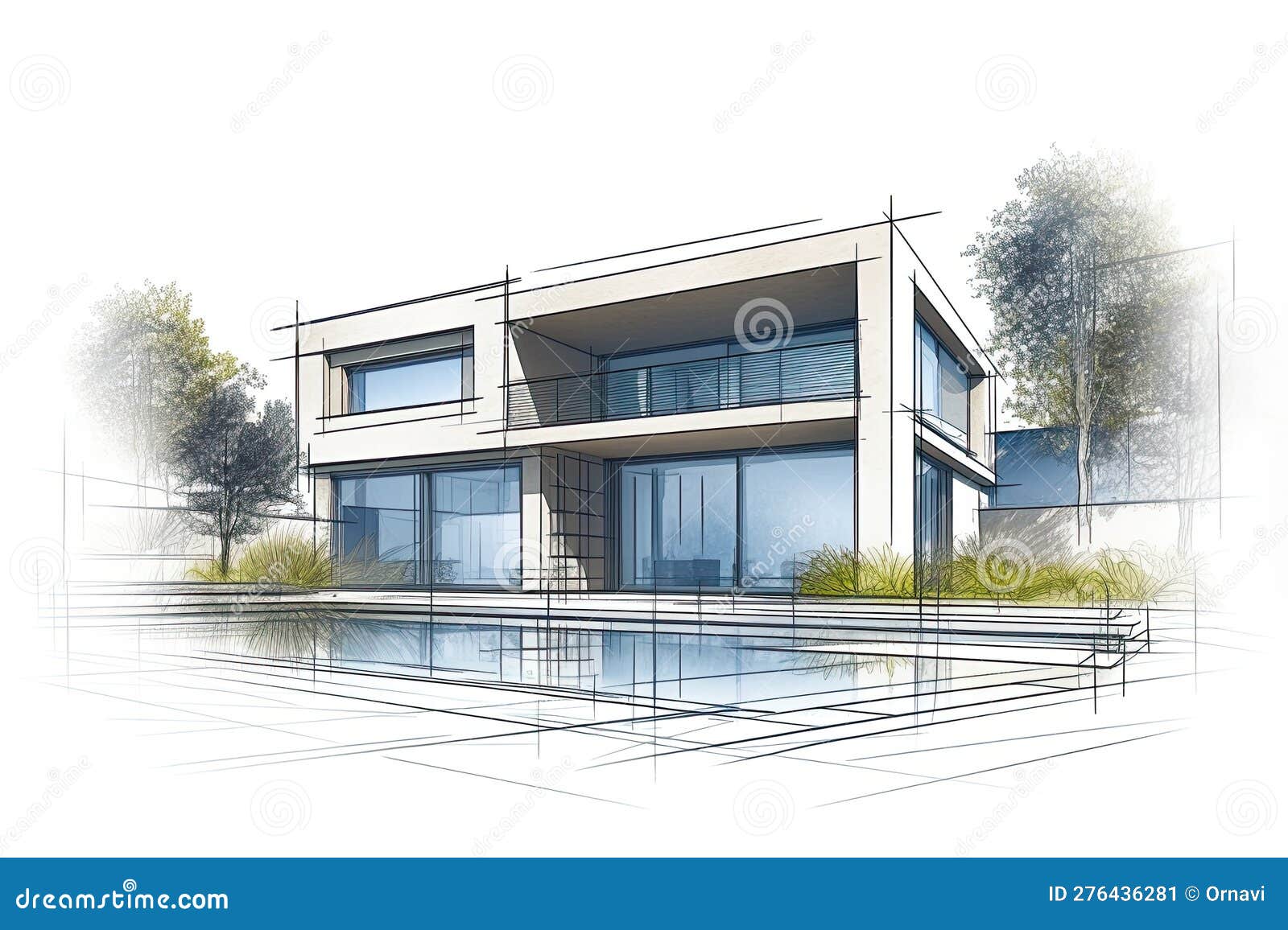 Architectural Project Exclusive Detached House. Stock Illustration ...