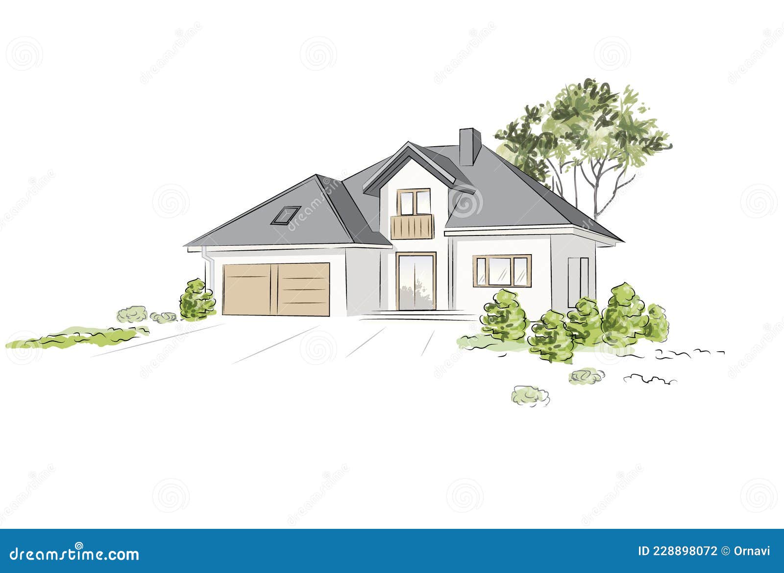 Architectural Project Exklusive Detached House. Vector Illustration ...