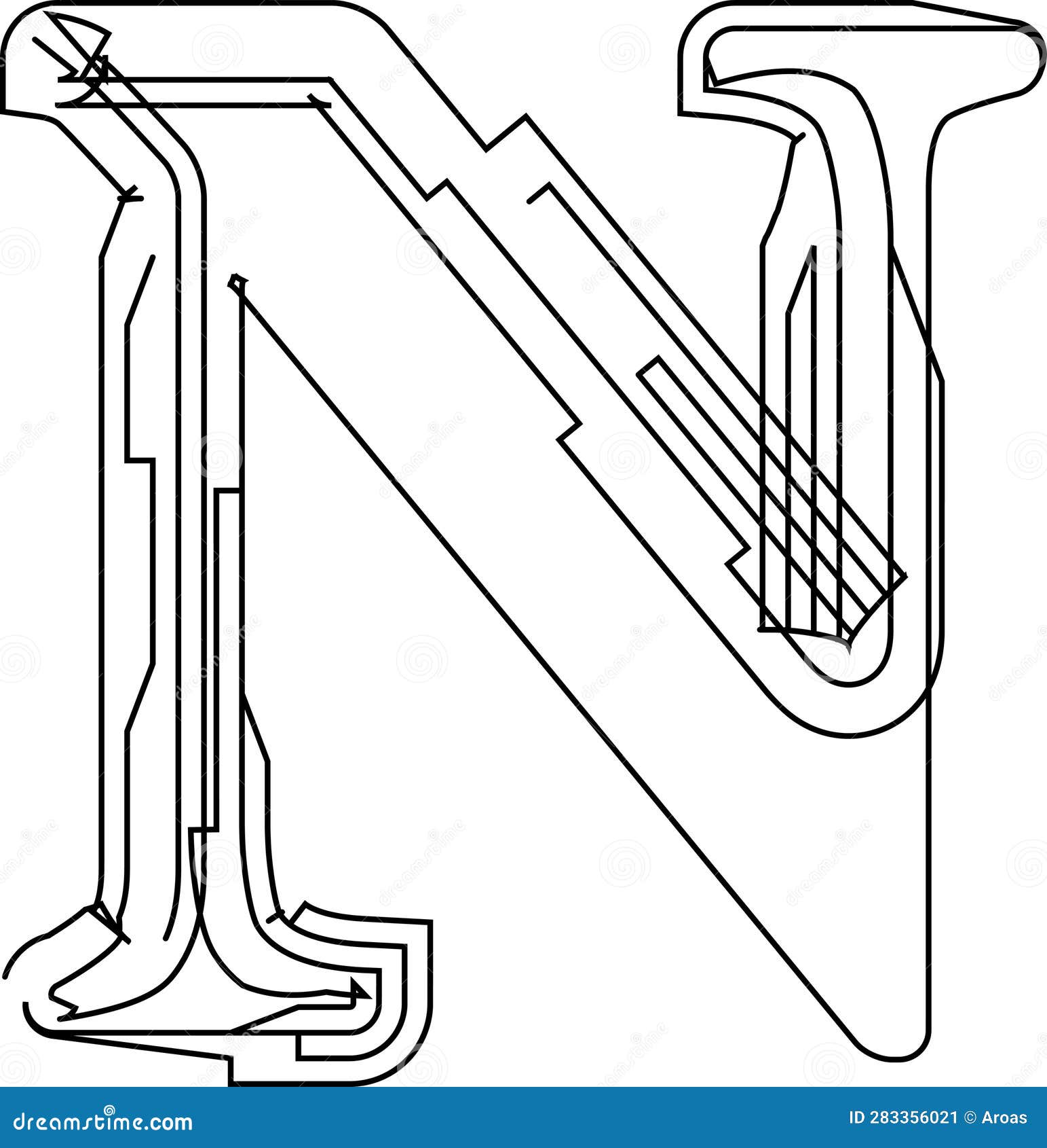 Architectural Project Font, Technical Draw Style Alphabet. Geometrical ...