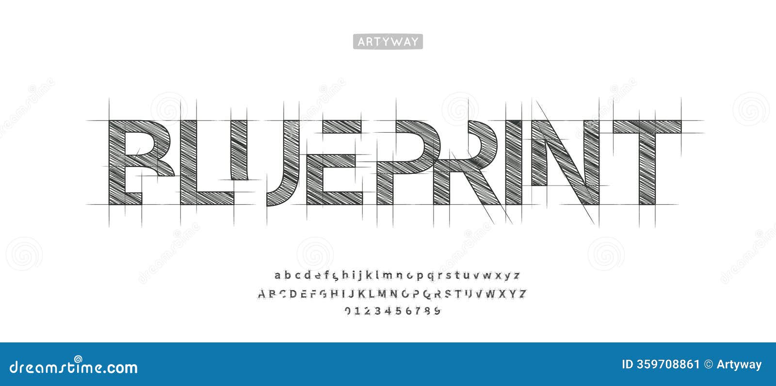 Architectural Project Font, Technical Draw Style Alphabet. Geometrical ...