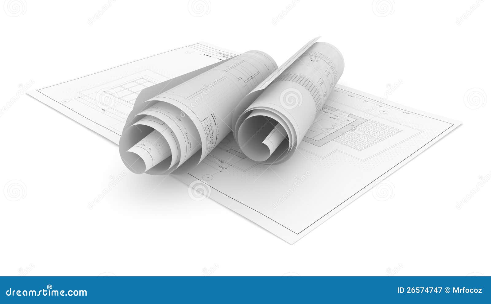 Architectural Project Plan on White Background Stock Illustration ...