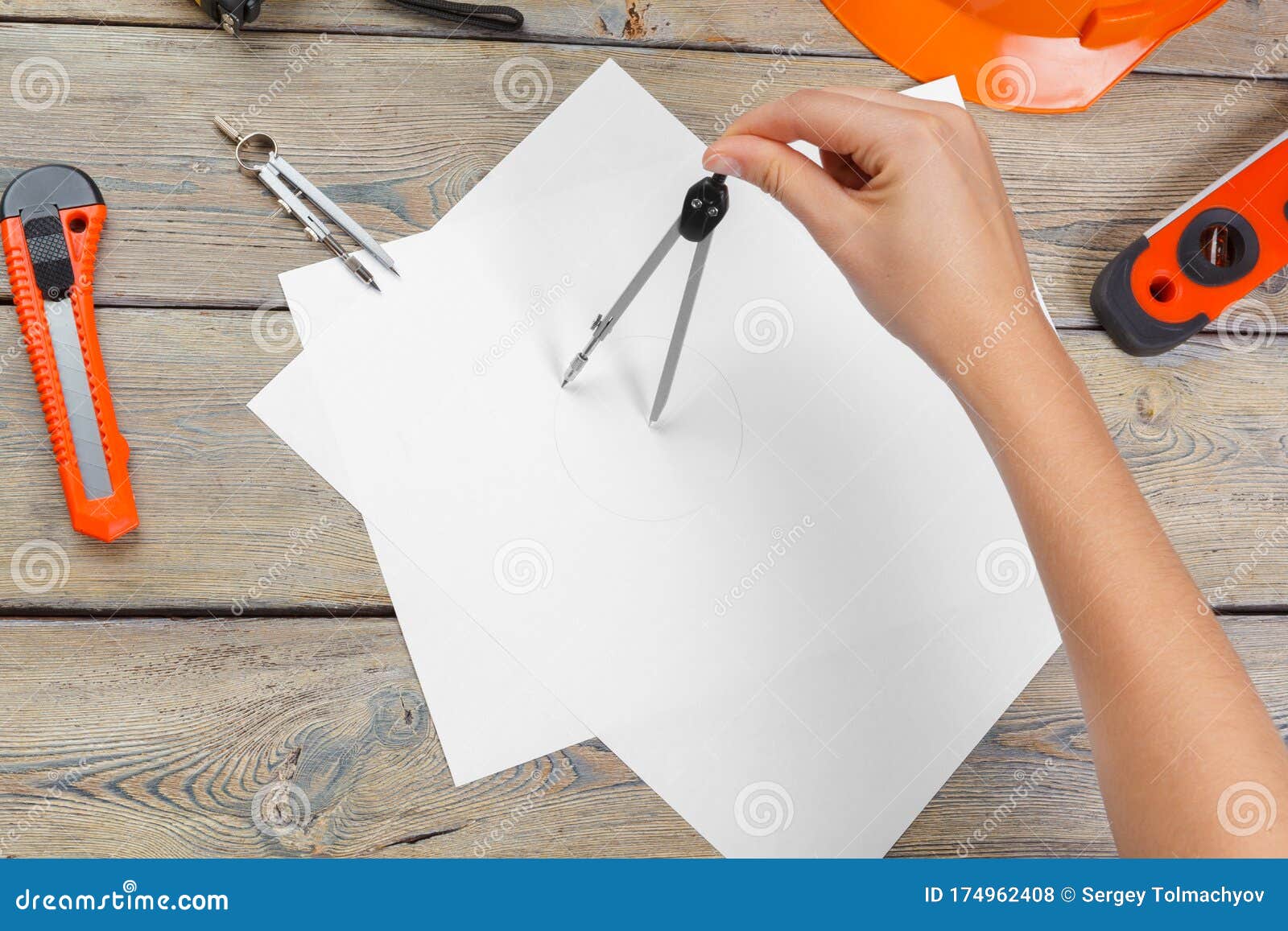 Architectural Project in Progress. Engineering Concept Stock Photo ...