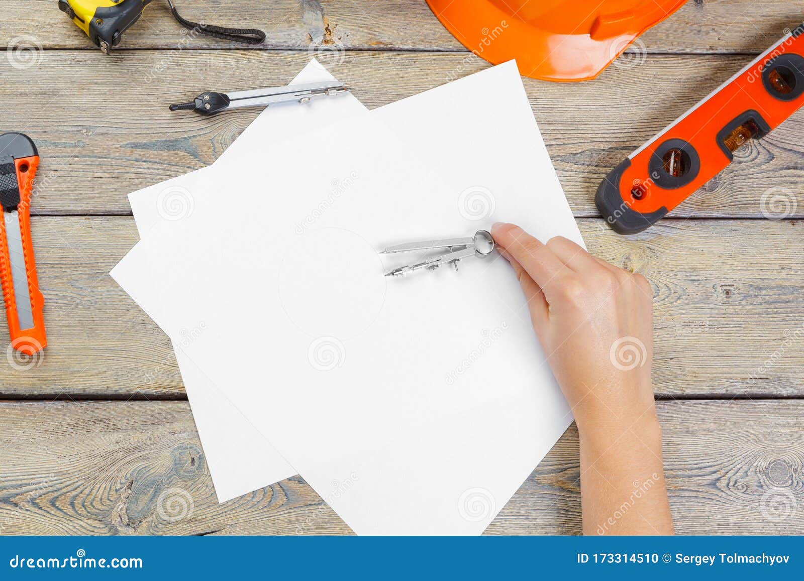 Architectural Project in Progress. Engineering Concept Stock Photo ...