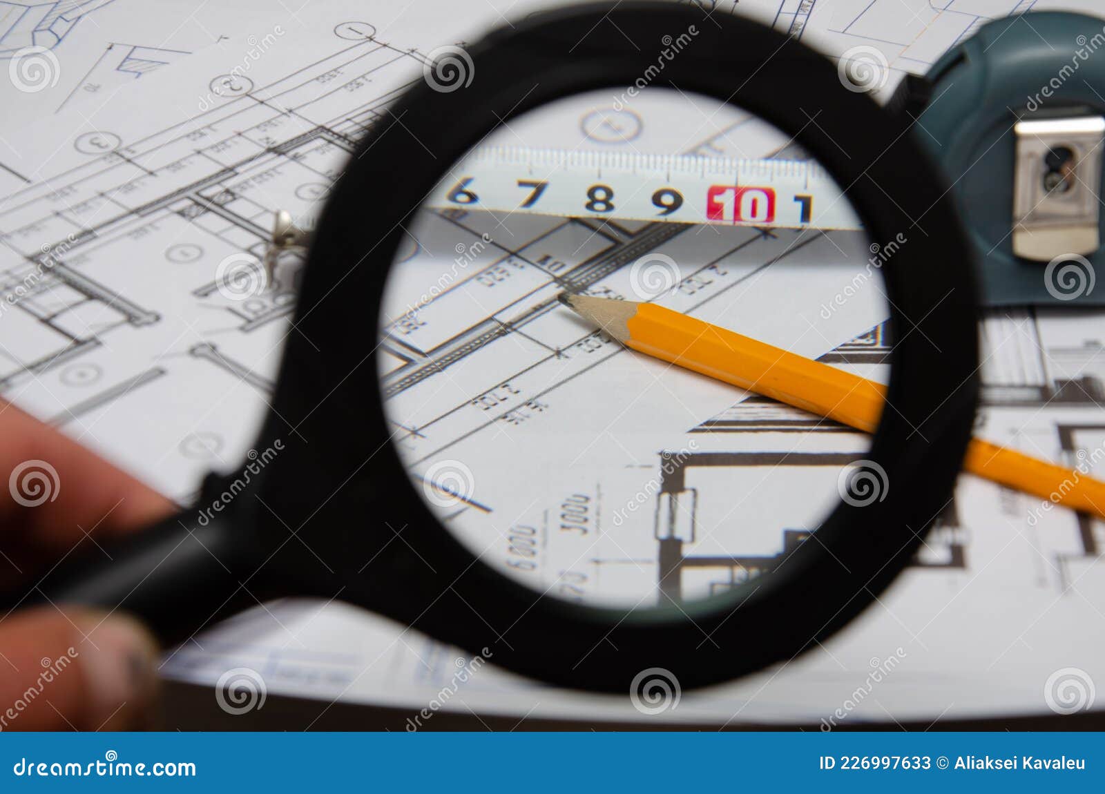 Architectural Project, Ruler and Pencil. Construction Background. Stock ...