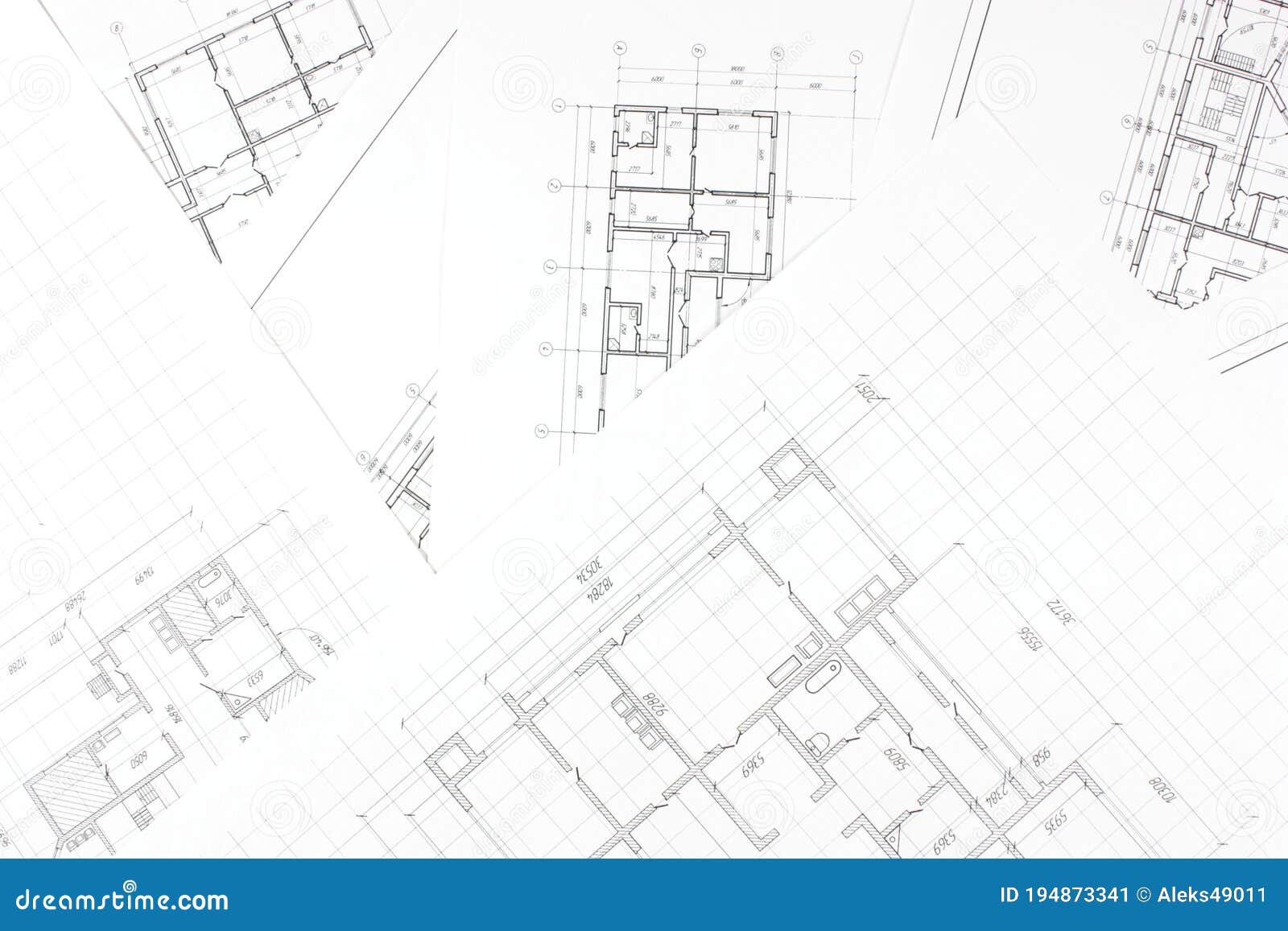 Architectural Project on a White Sheet of Paper .Technical Drawing ...
