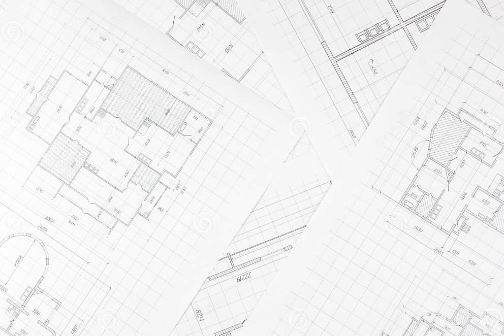 Architectural Project on a White Sheet of Paper .Technical Drawing ...