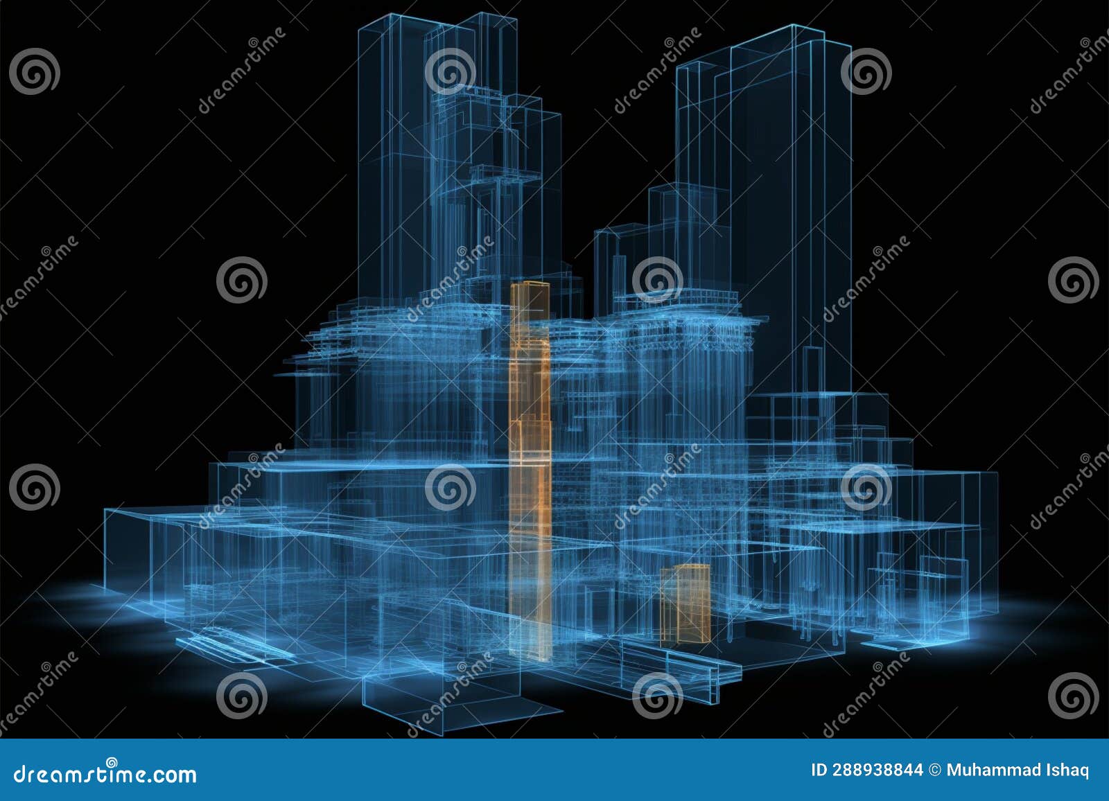 Architectural X Ray Vision Depicted in 3D Render on Black Background ...