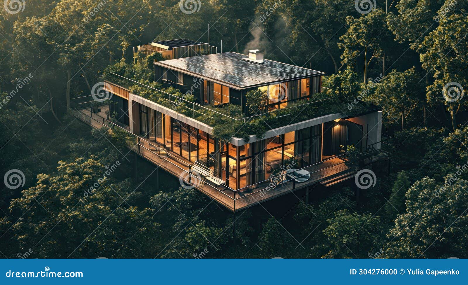 An Architectural Render Showing a House with Solar Panels Stock Photo ...