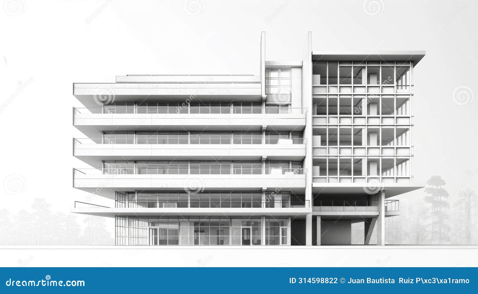 Architectural Rendering of a Contemporary Apartment Building with ...