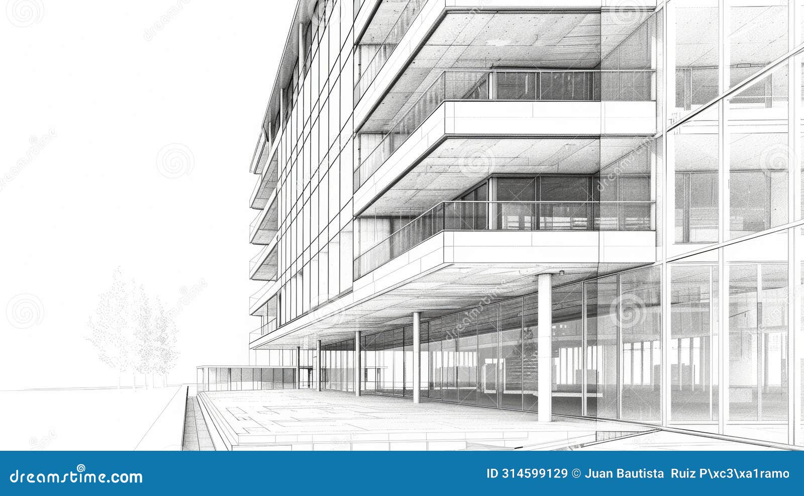 Architectural Rendering of a Contemporary Apartment Building with ...