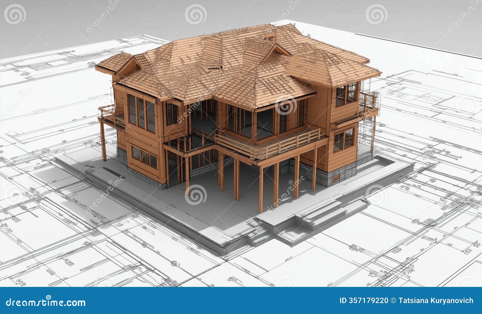 Architectural Rendering of Modern Wooden House Design with Detailed ...