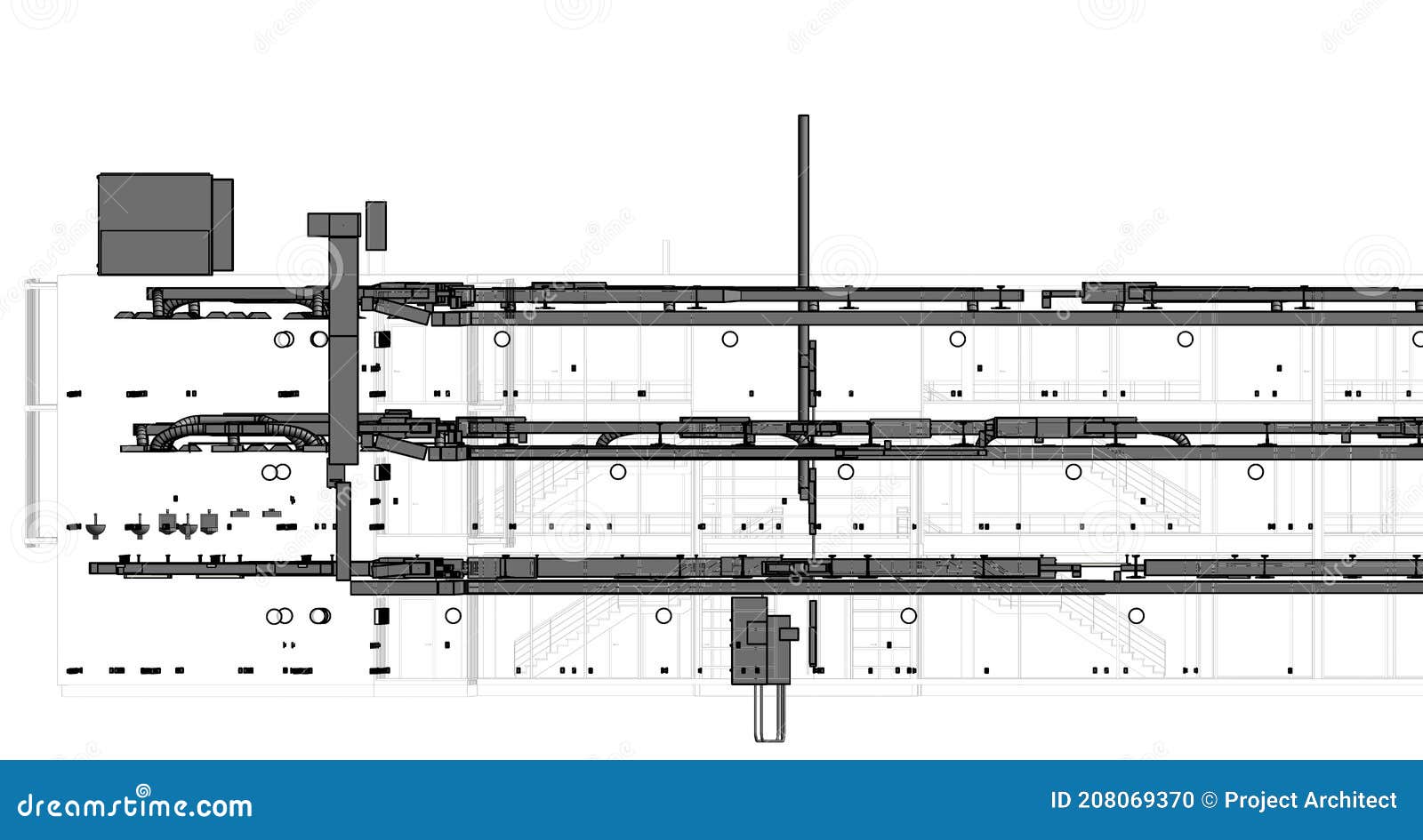 Architectural 2D BIM Sectional Ductwork Illustration Stock Illustration ...