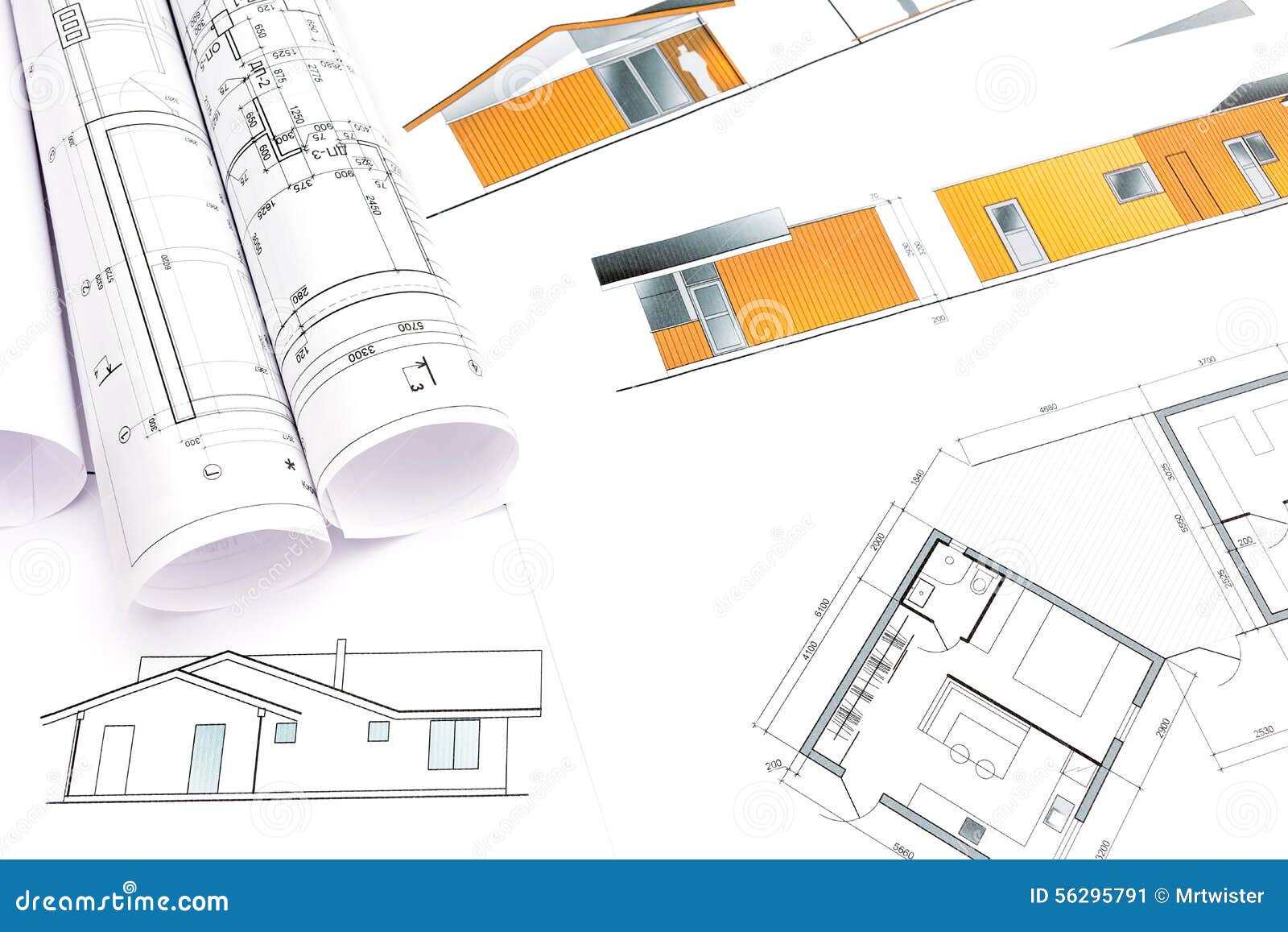 Architectural Rolls and Plans Stock Image - Image of document, business ...