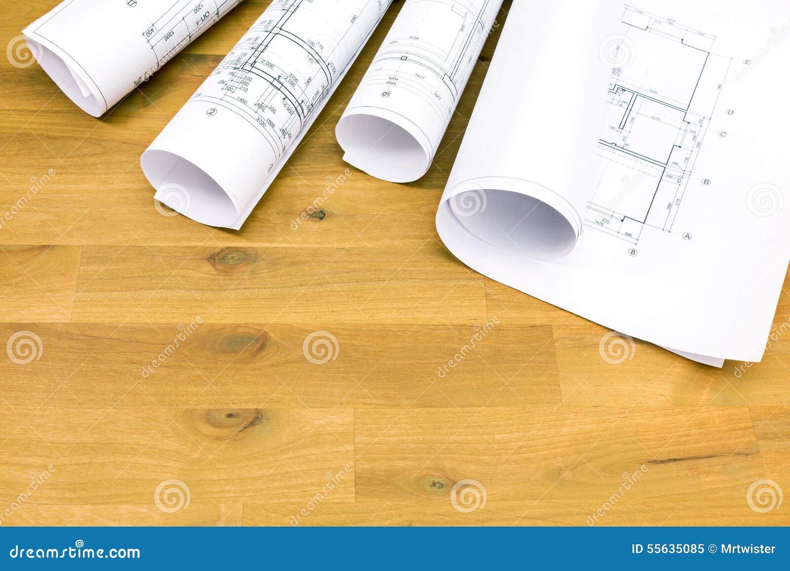 Architectural Rolls and Plans Stock Image - Image of interior ...
