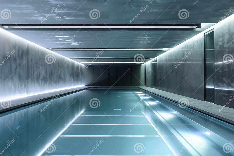 Architectural Shot of a Sleek Pool with Linear Led Lights Stock Image ...