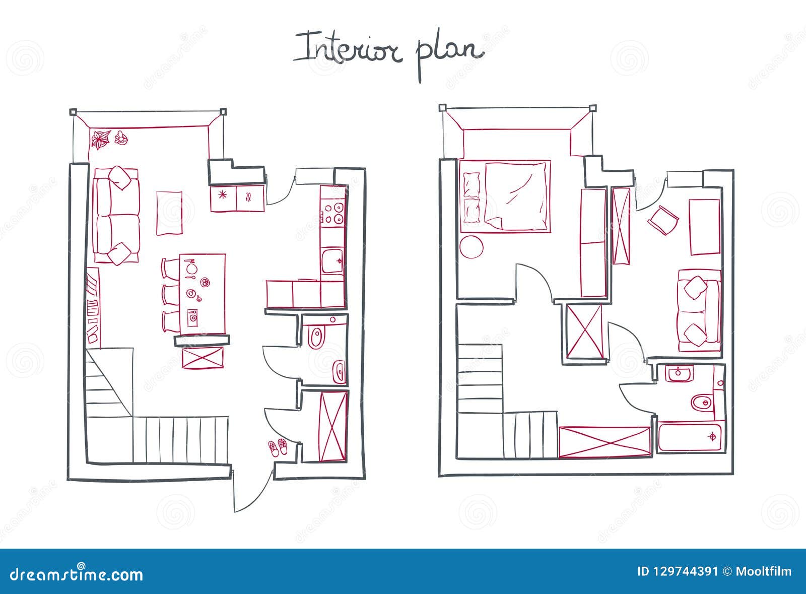 Architectural Simple Vector Plan of Modern Apartment Stock Vector ...