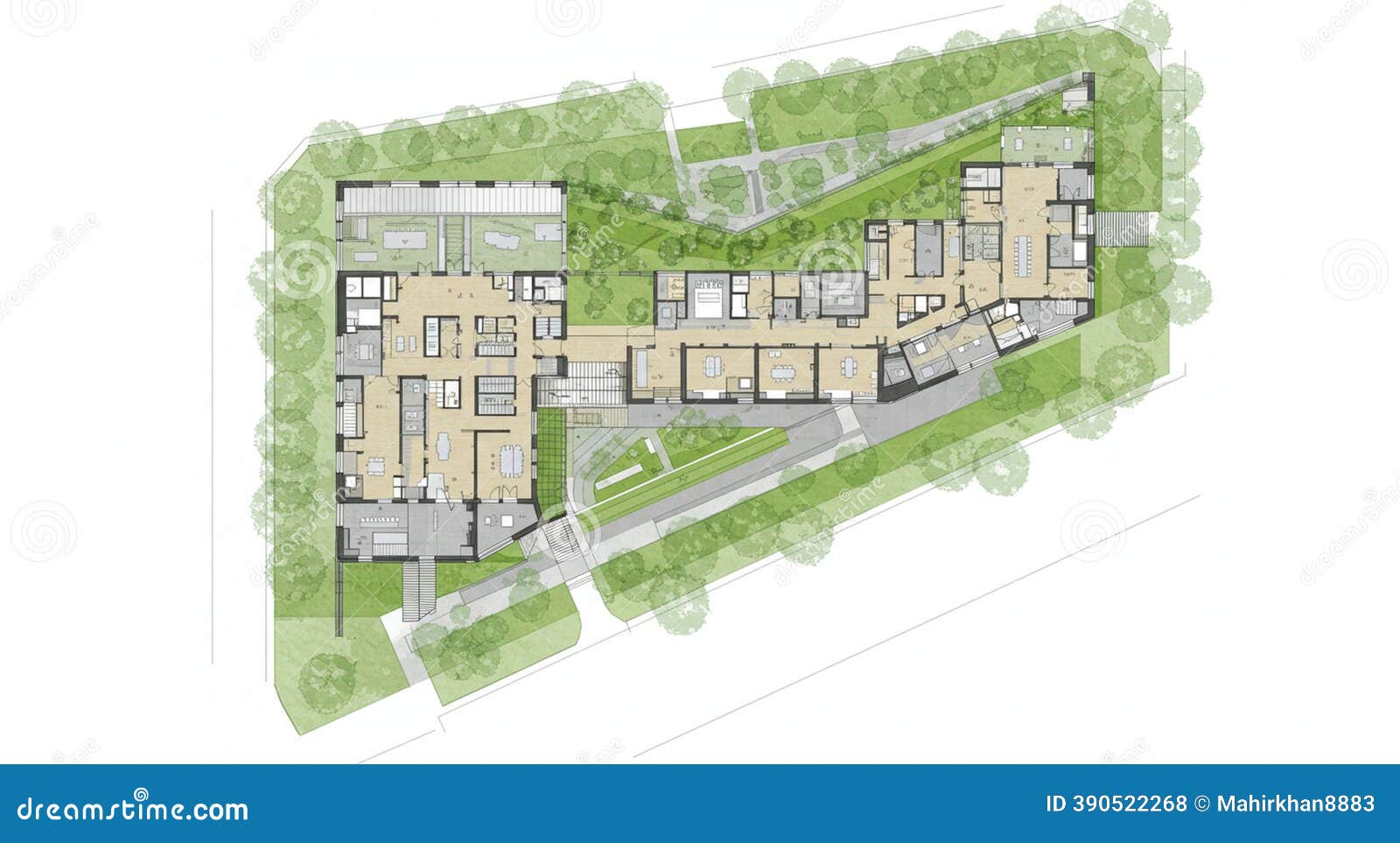 Architectural Site Plan Illustrating A Large Educational Or ...