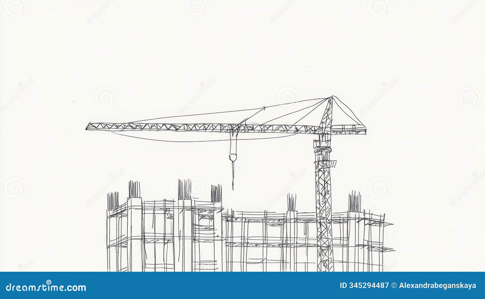 Architectural Sketch of Construction Crane and Partially Built ...