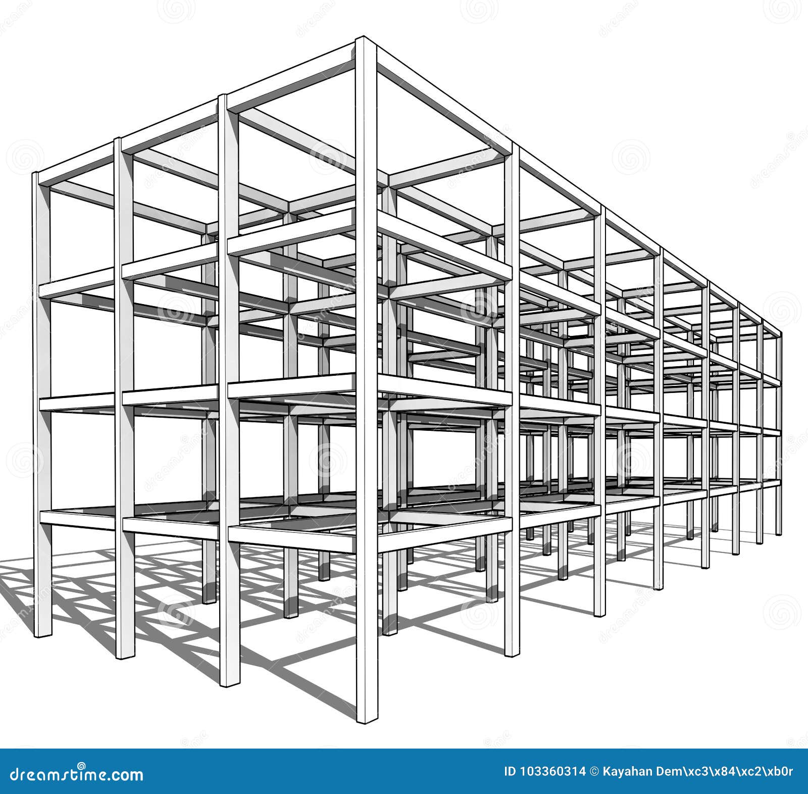 Architectural Sketch Drawing Building Model Stock Vector - Illustration ...
