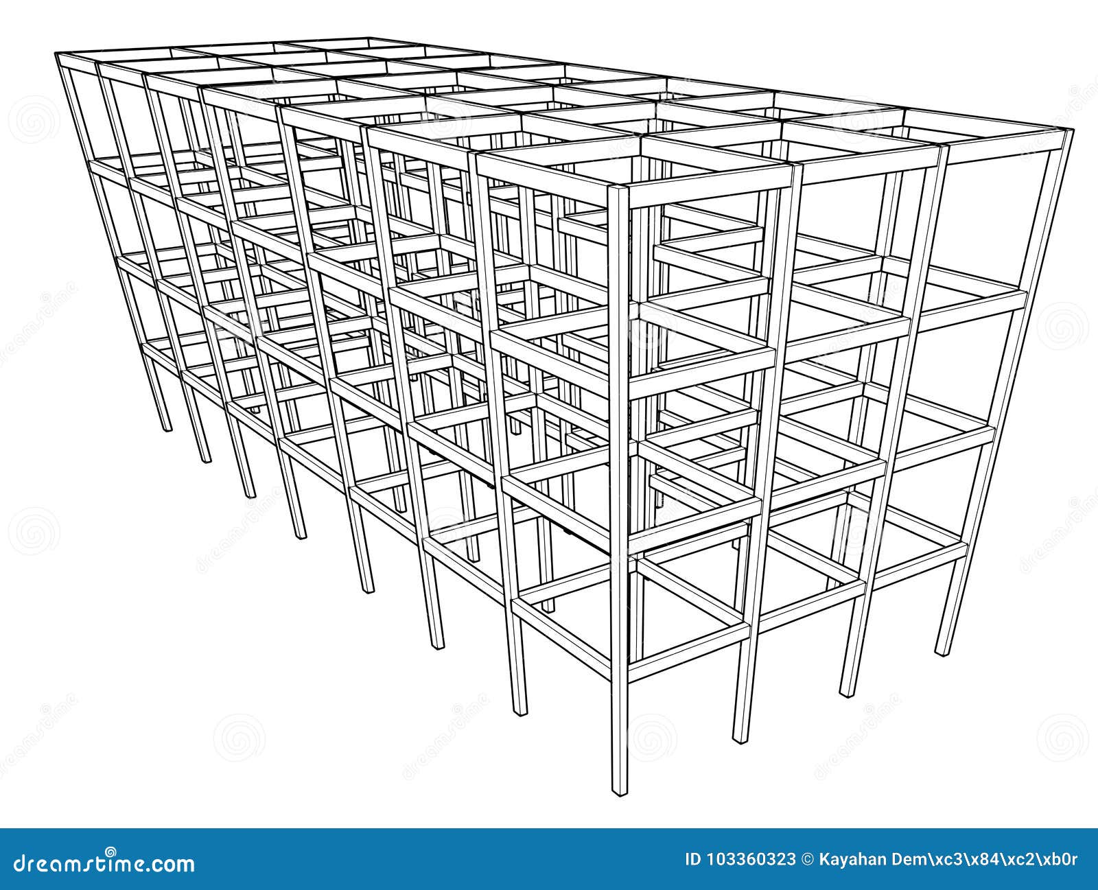 Architectural Sketch Drawing Building Model Stock Vector - Illustration ...