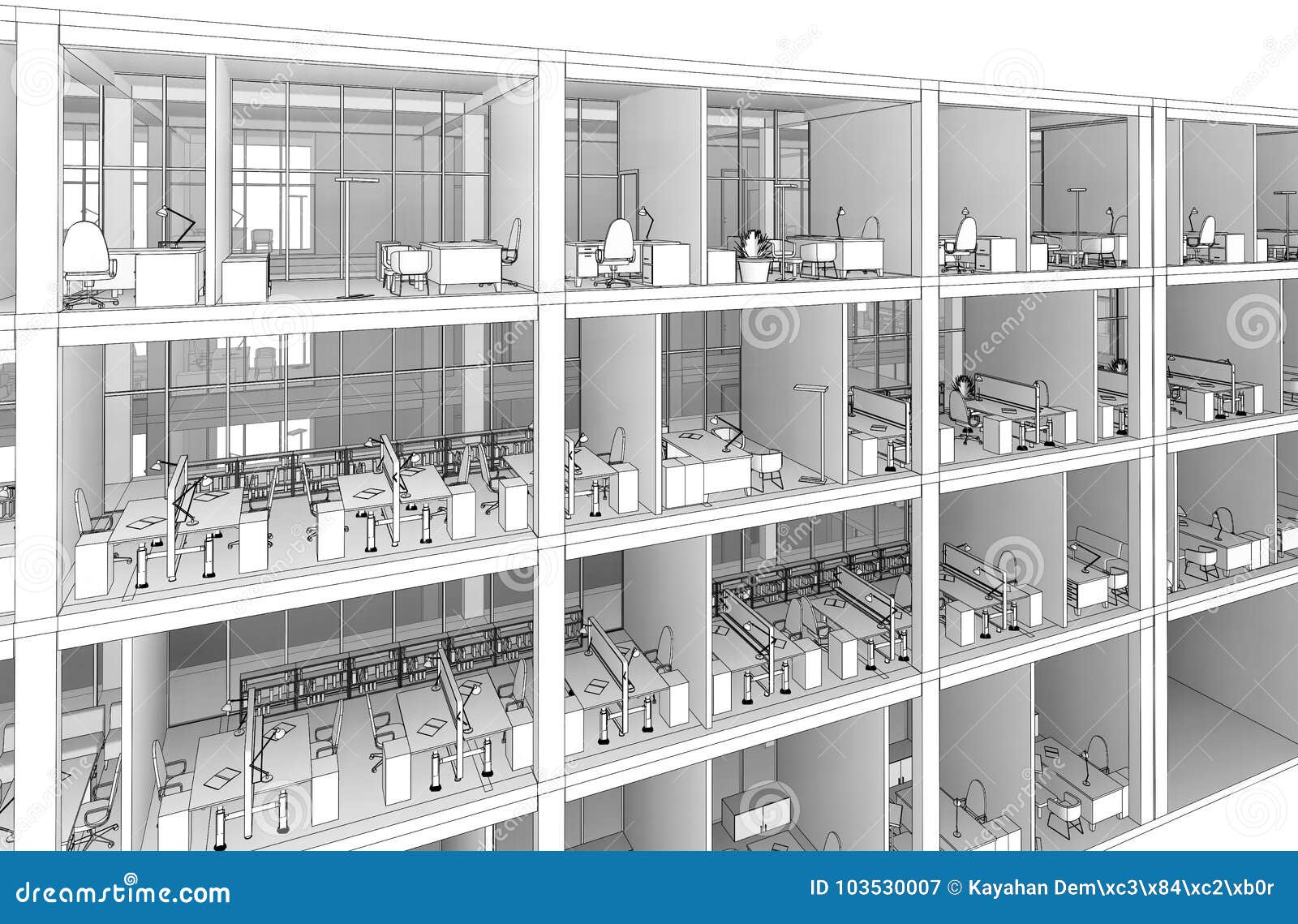 Architectural Sketch Drawing Building Model Stock Vector - Illustration ...