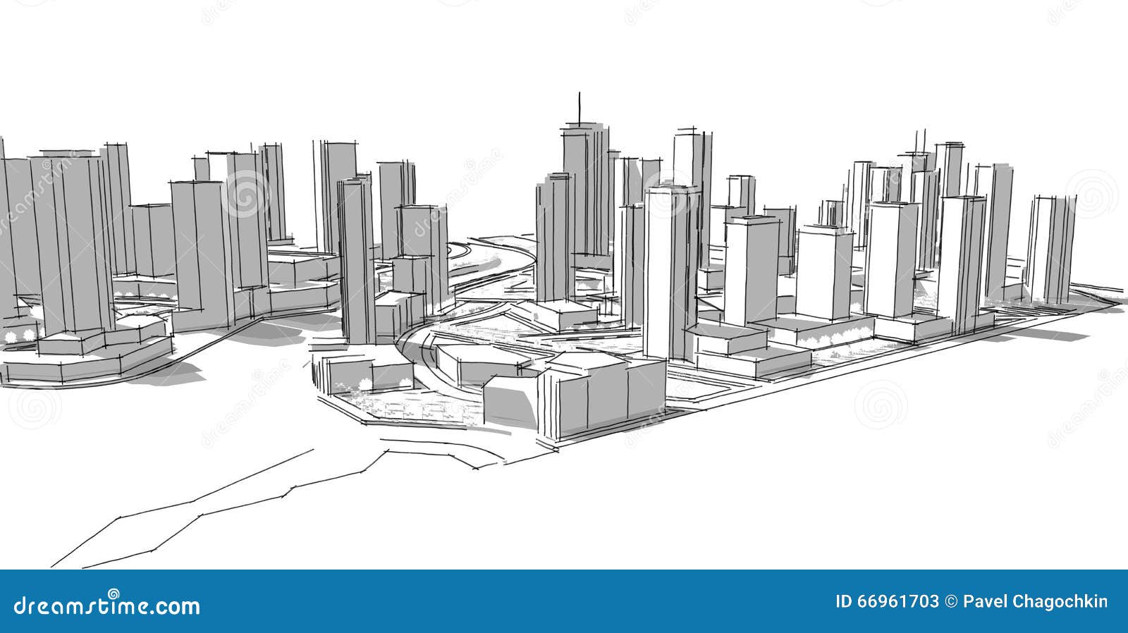Architectural Sketch. Idea. Drawing. City. Stock Illustration ...