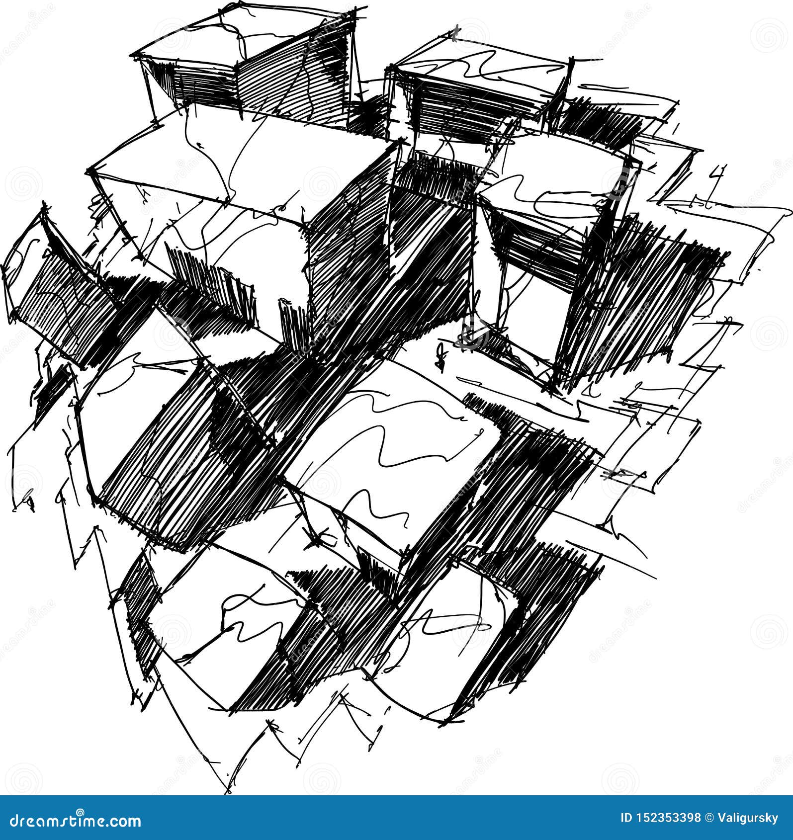 Architectural Sketch of a Modern Abstract Architecture Stock Vector ...