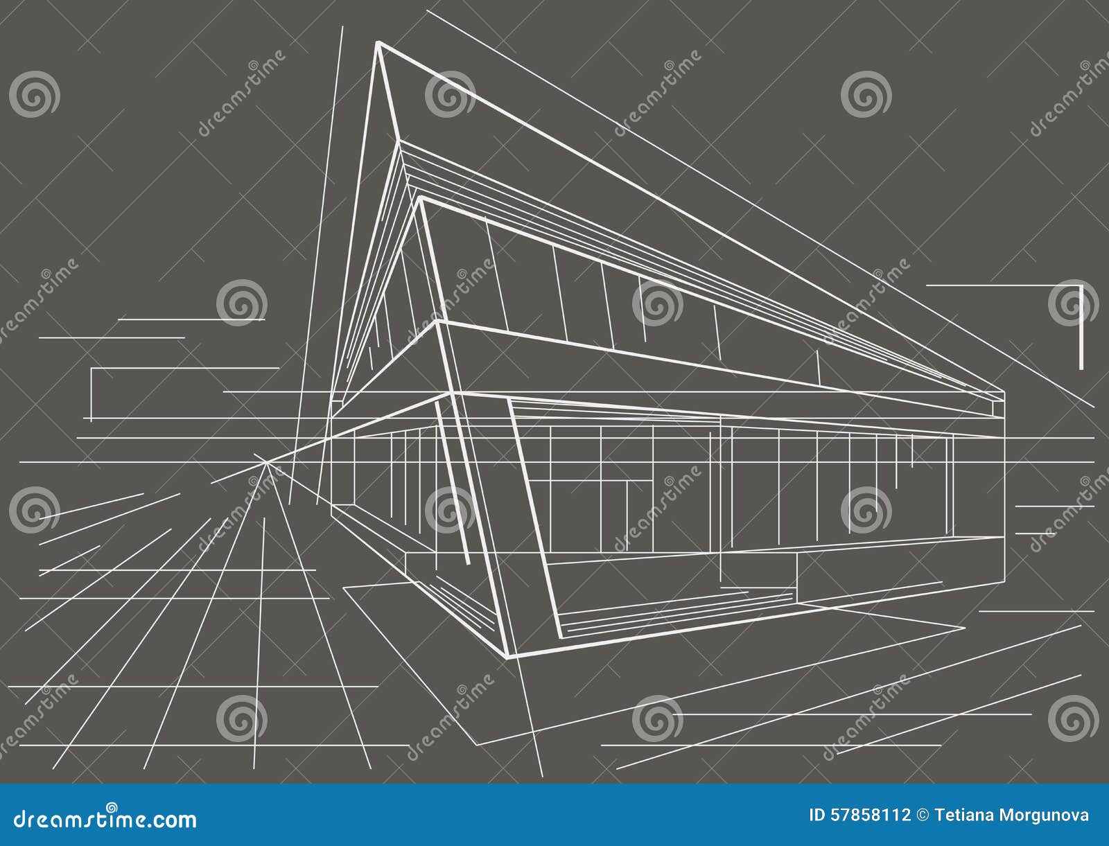 Architectural Sketch Modern Corner Building on Gray Background Stock ...