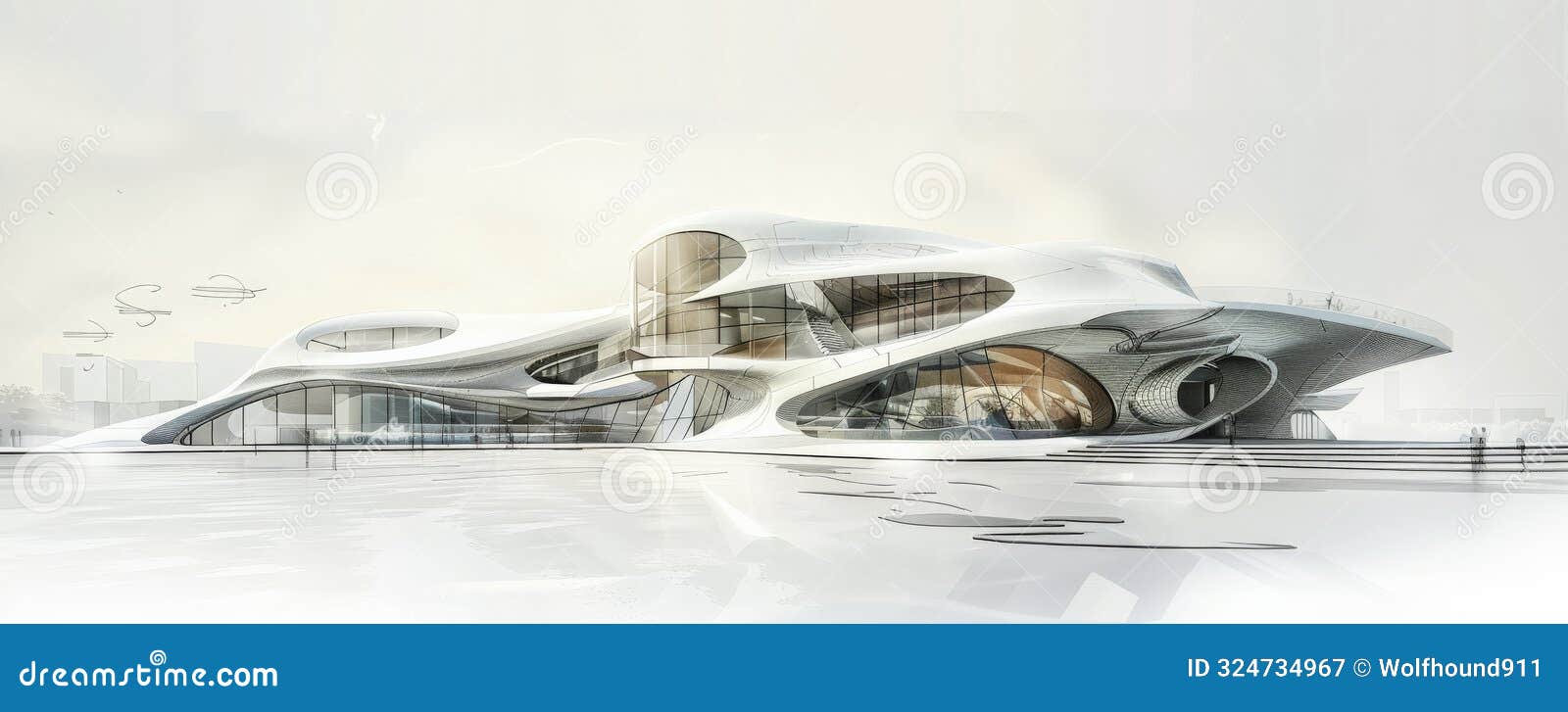 An Architectural Sketch of a Modern Science Museum, with Interactive ...