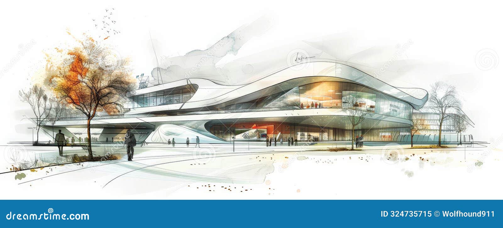 An Architectural Sketch of a Modern Science Museum, with Interactive ...