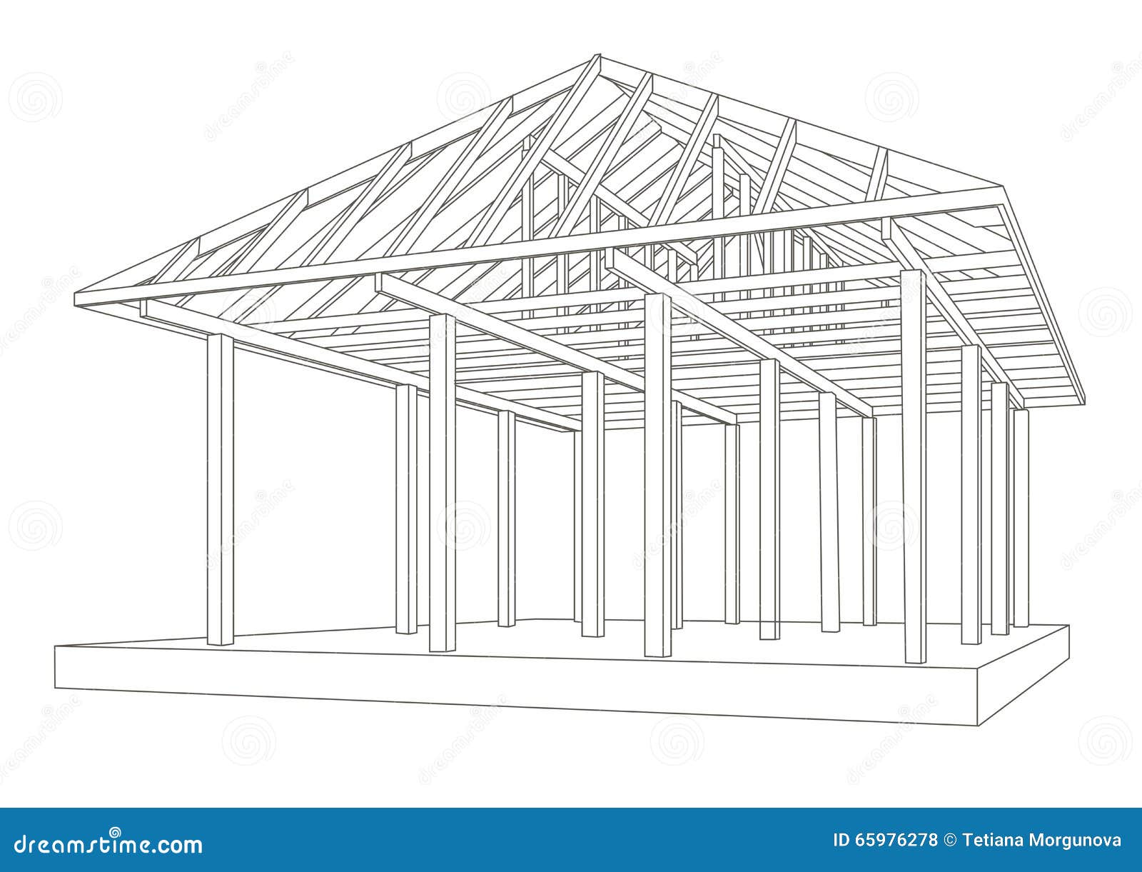 Architectural Sketch Wood Frame Perspective Stock Vector - Illustration ...
