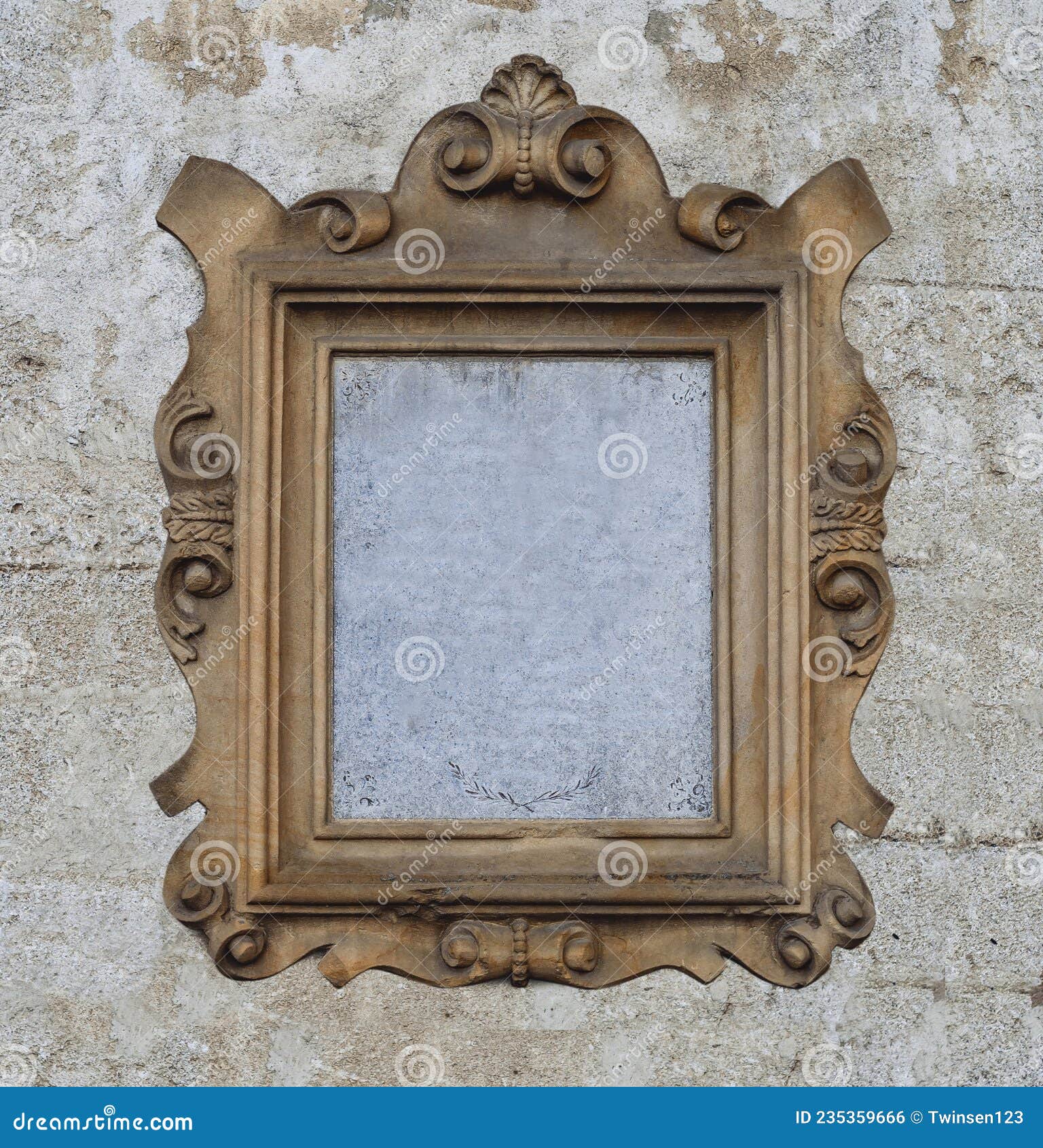 Architectural Stone Frame on a Gray Wall Stock Photo - Image of ...