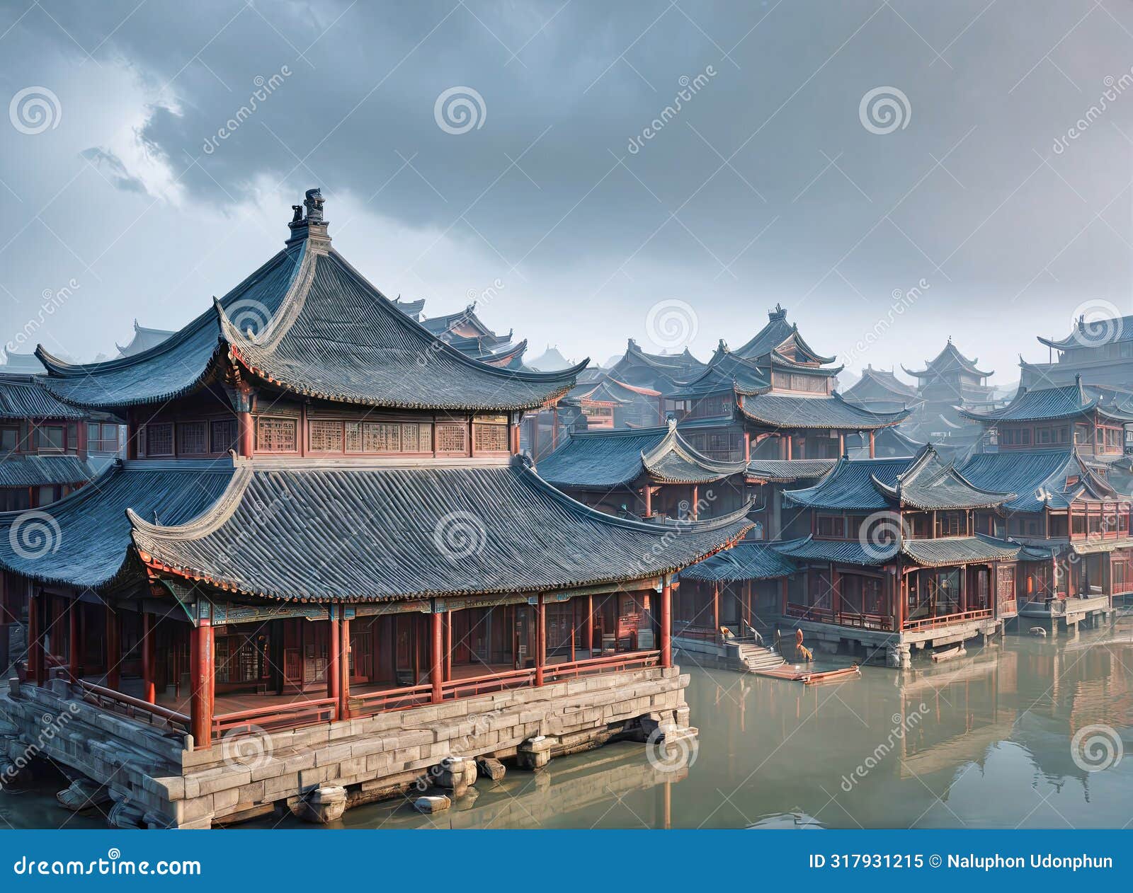 Ancient Chinese Palaces stock illustration. Illustration of heritage ...