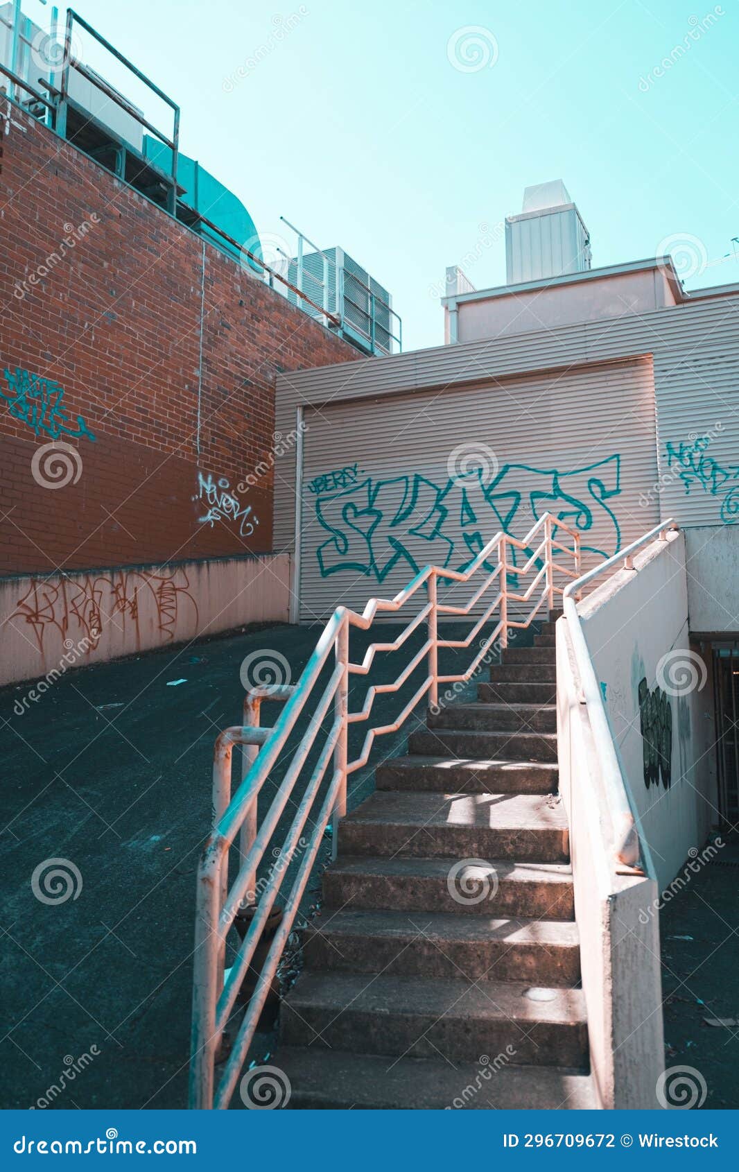 Steps Leading Up To a Building with Graffiti Painted on it Stock Photo ...