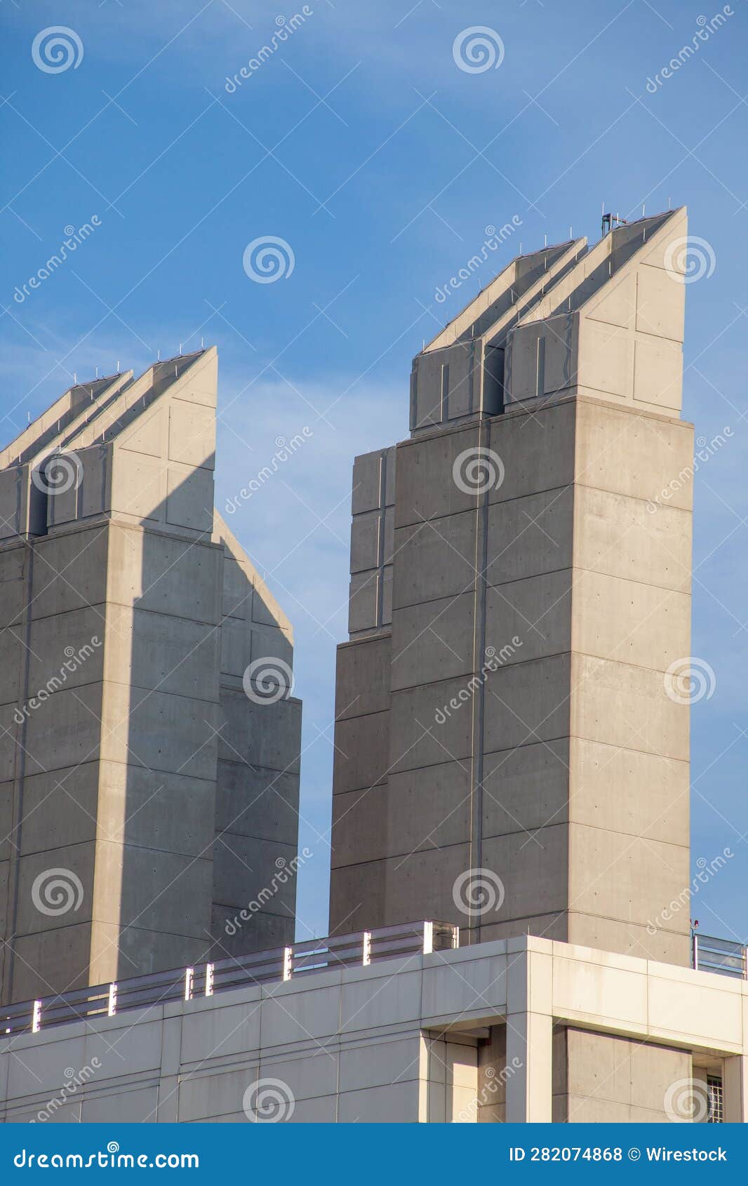 Architectural Structures, Side by Side on a Deep Blue Sky Background ...