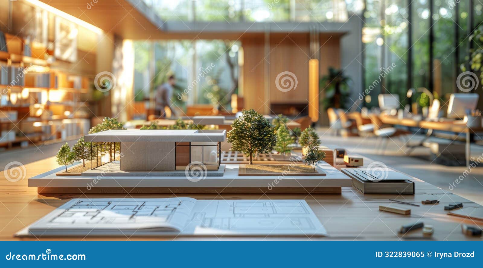 Architectural Studio with Model Building, Blueprints, and Natural Light ...